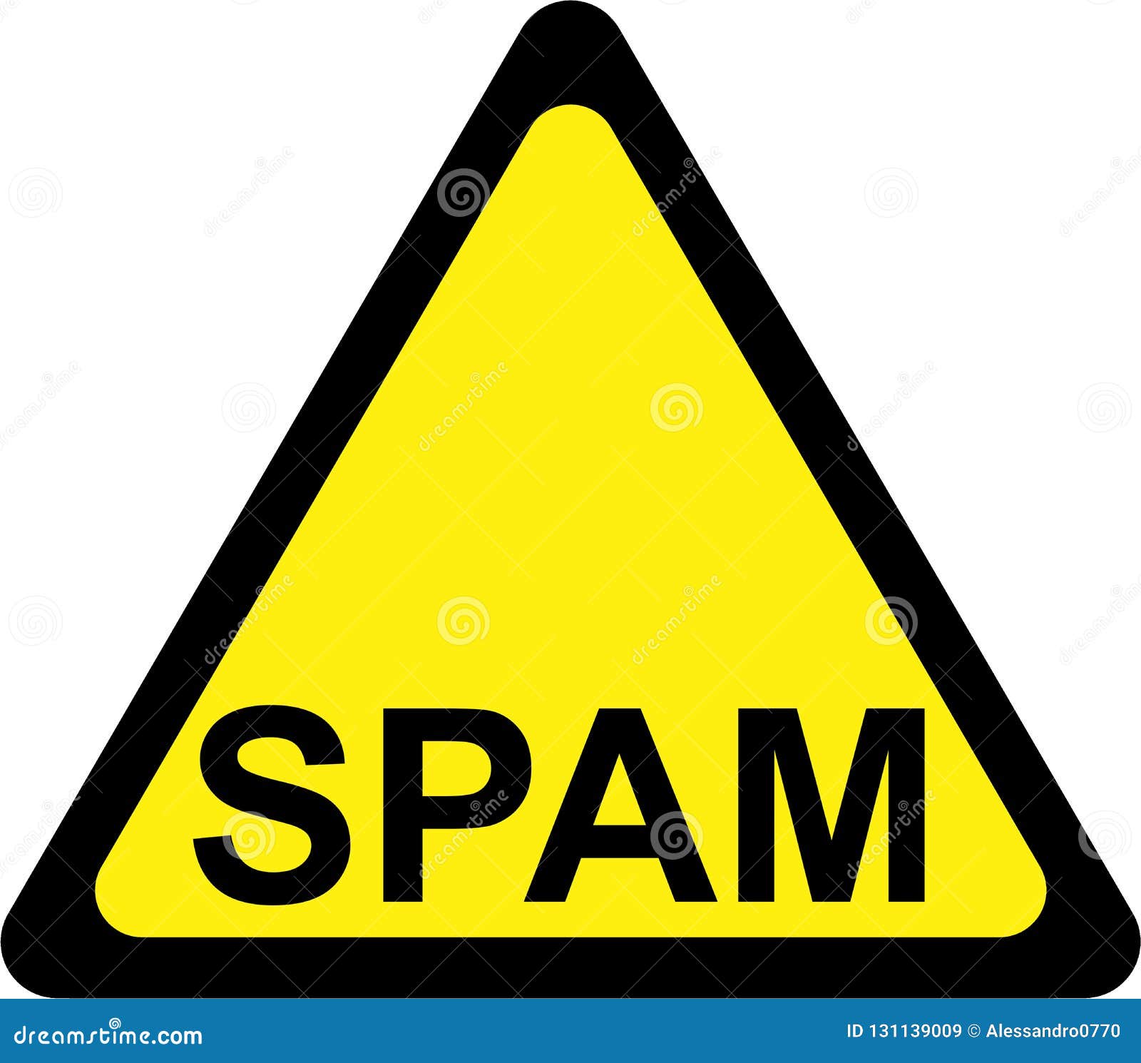 Warning Sign with Spam Text Stock Illustration - Illustration of ...
