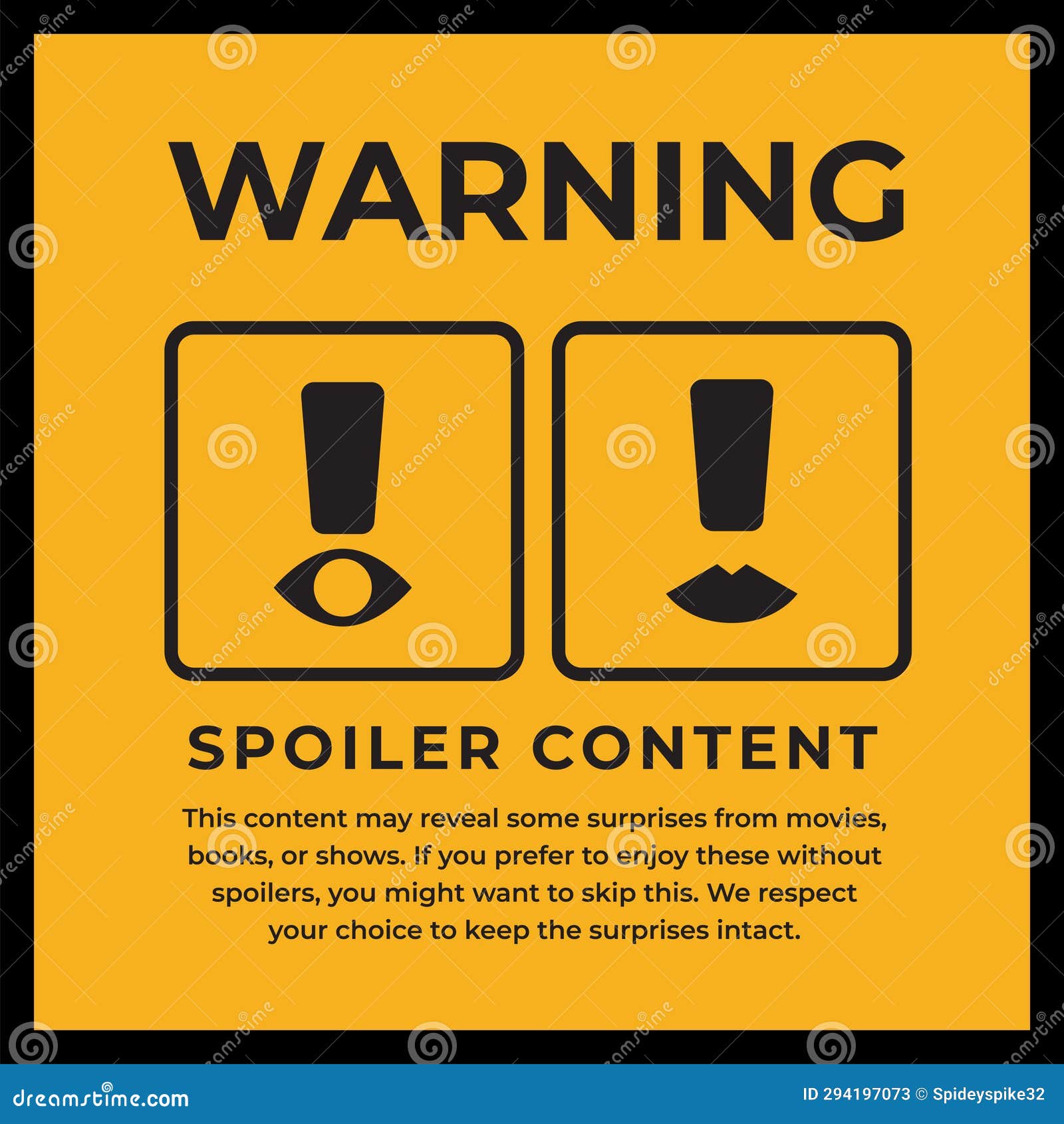 SPOILER Warning Sign. Yellow Triangle Icon. Exclamation Mark Label ...