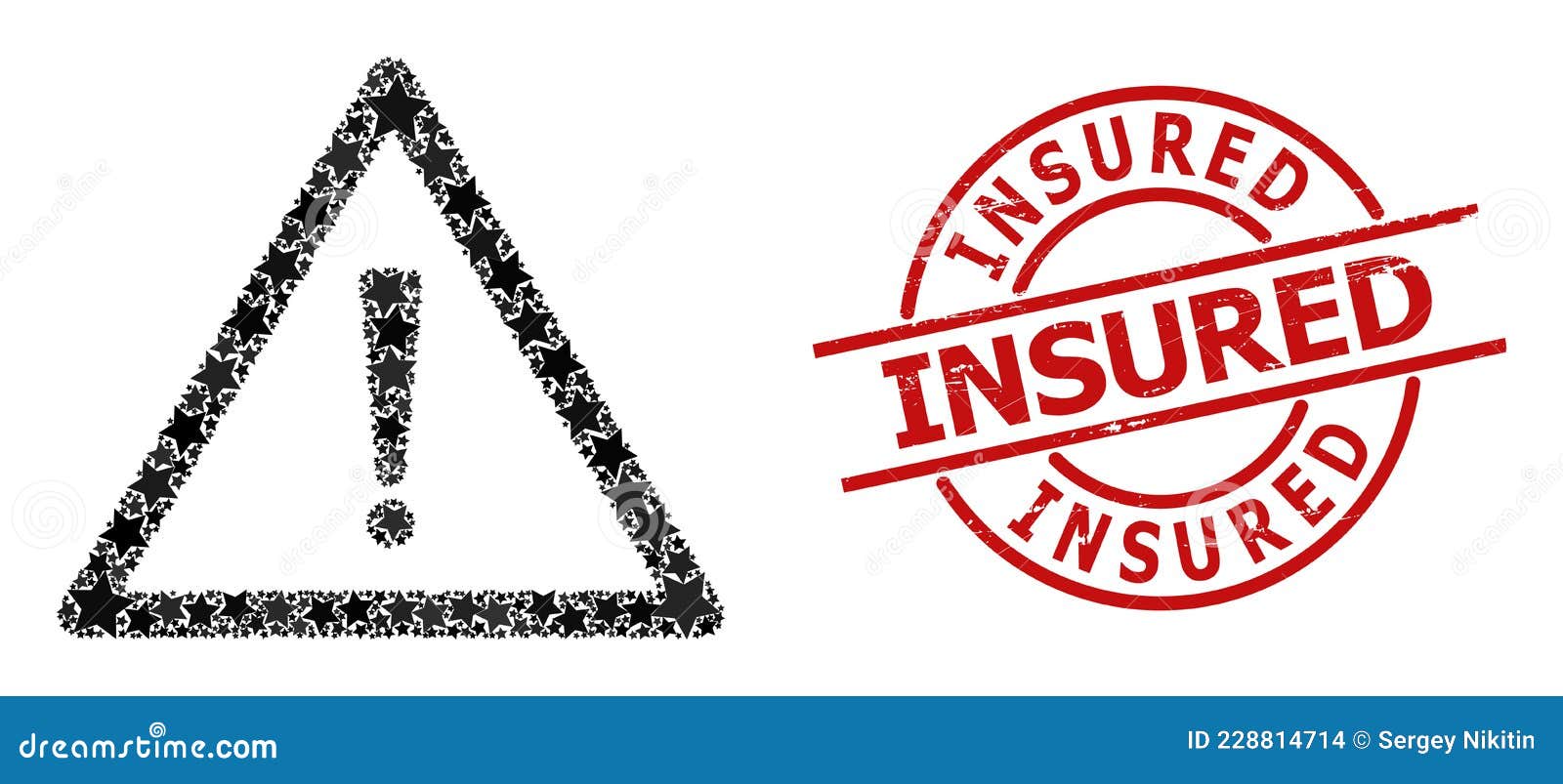 Warning Sign Star Mosaic and Insured Distress Seal Stock Vector ...