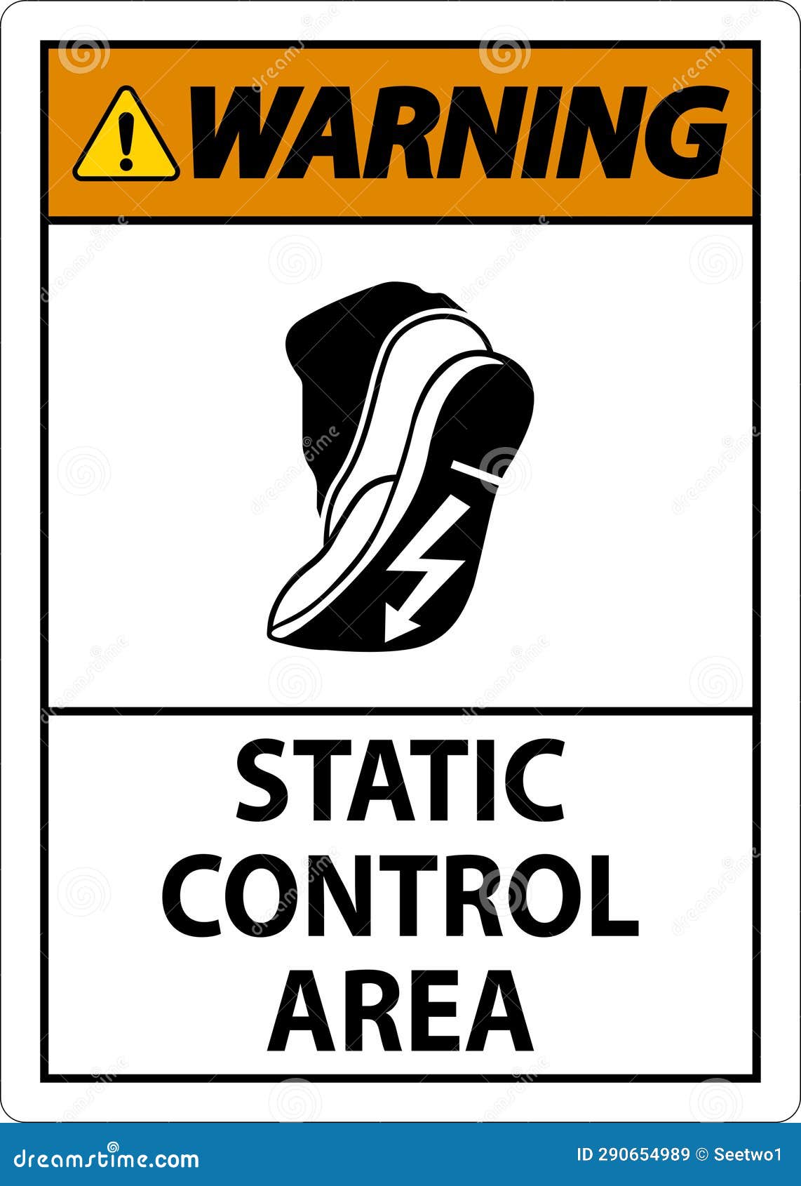 Warning Sign Static Control Area Stock Vector - Illustration of control ...
