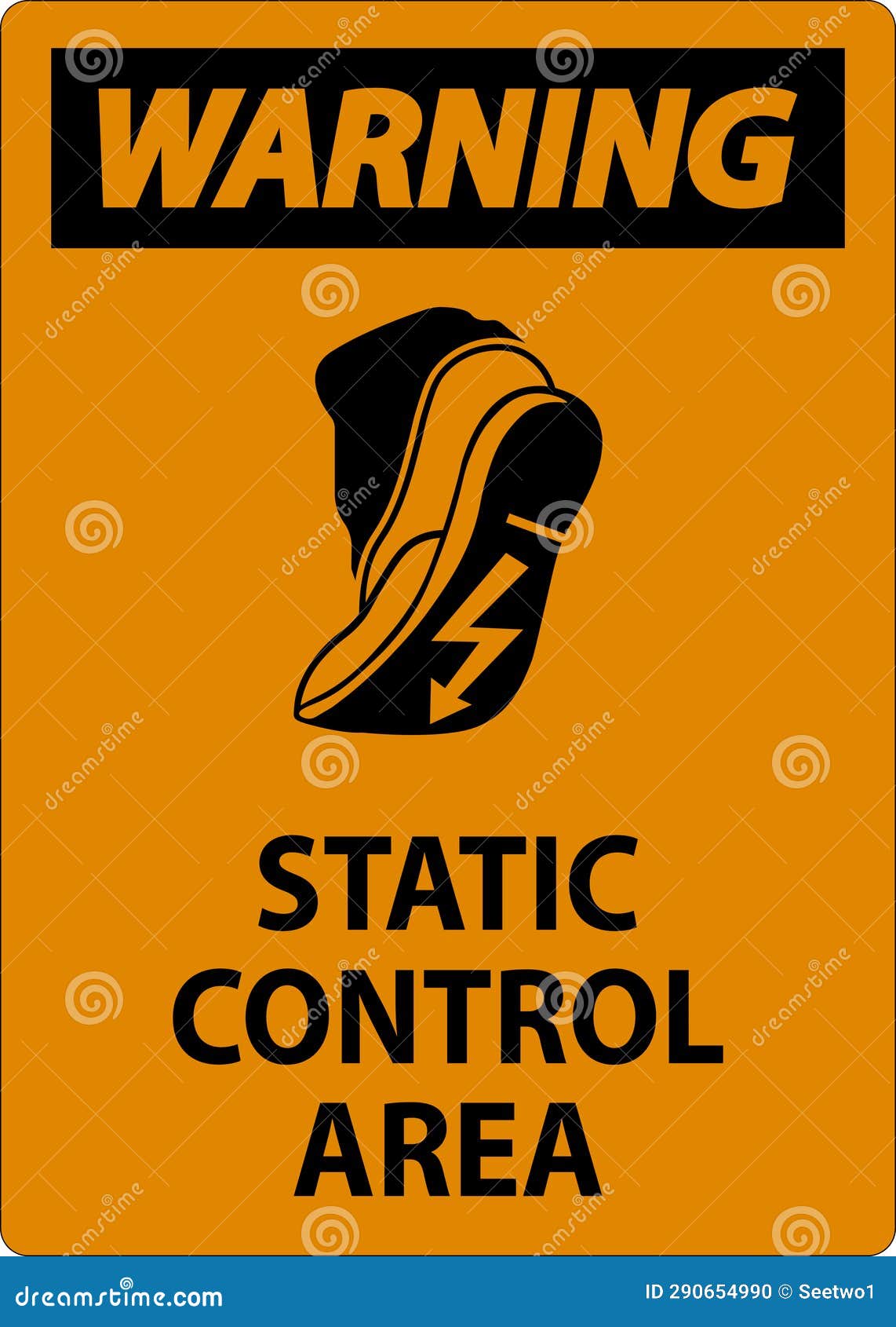 Warning Sign Static Control Area Stock Vector - Illustration of device ...