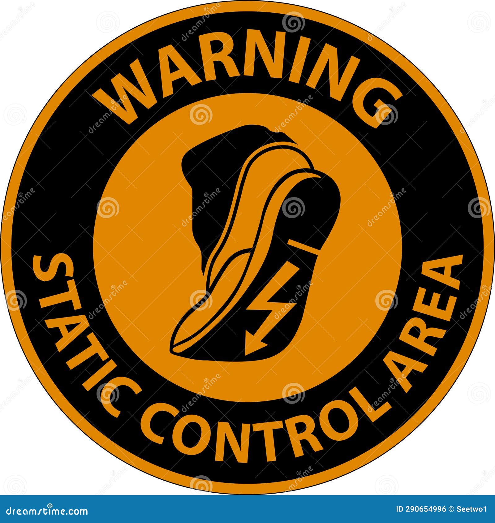 Warning Sign Static Control Area Stock Vector - Illustration of danger ...