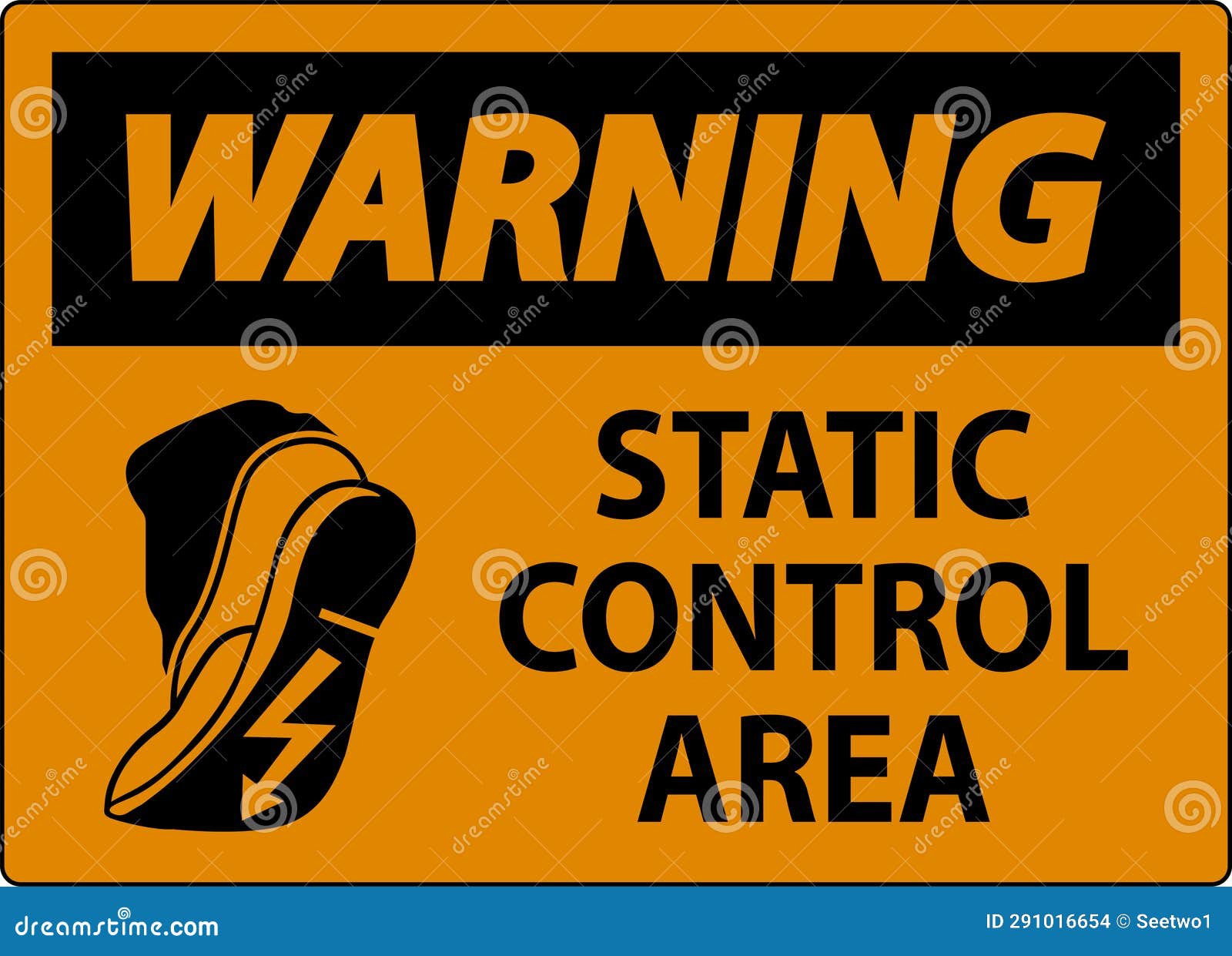 Warning Sign Static Control Area Stock Vector - Illustration of ...