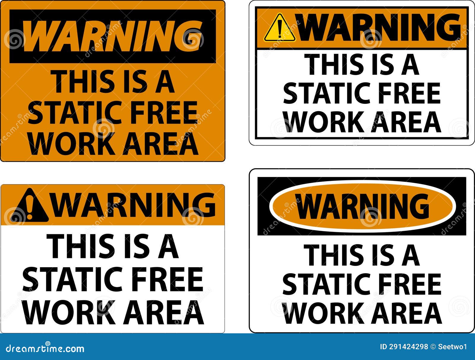 Warning Sign this is a Static Free Work Area Stock Vector ...