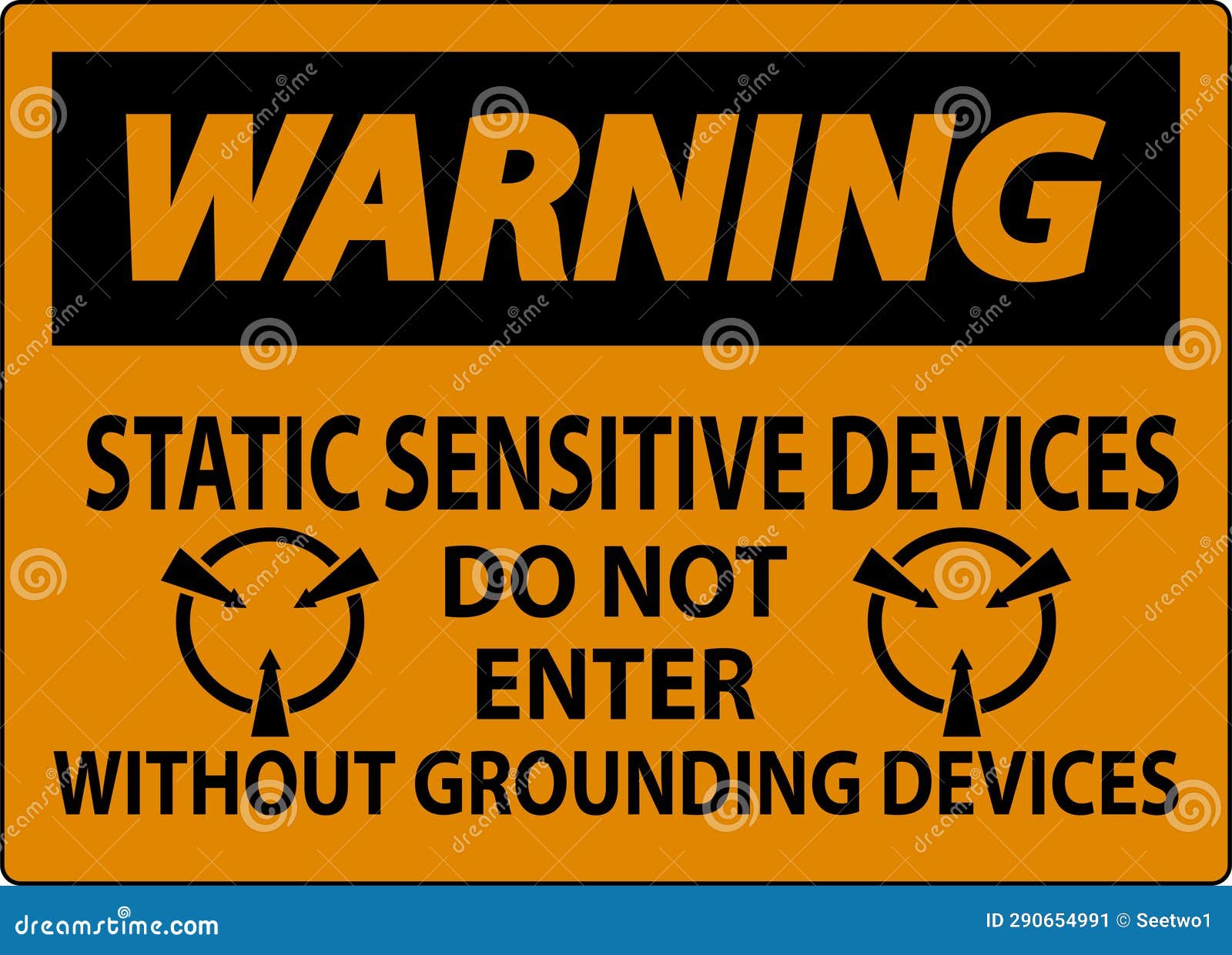 Warning Sign Static Sensitive Devices Do Not Enter without Grounding Devices Stock Vector ...