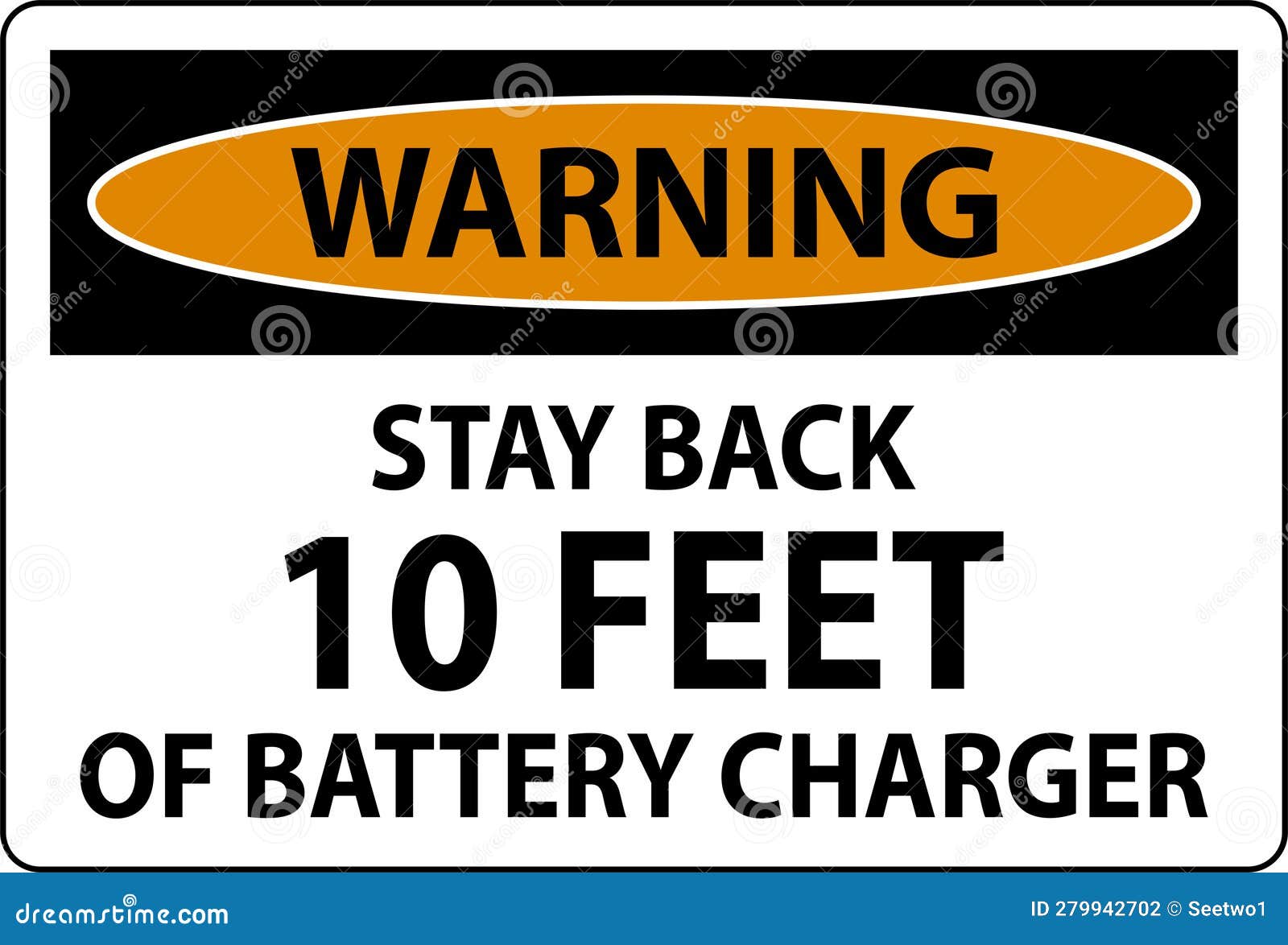 Warning Sign Stay Back 10 Feet of Battery Charger Stock Vector ...