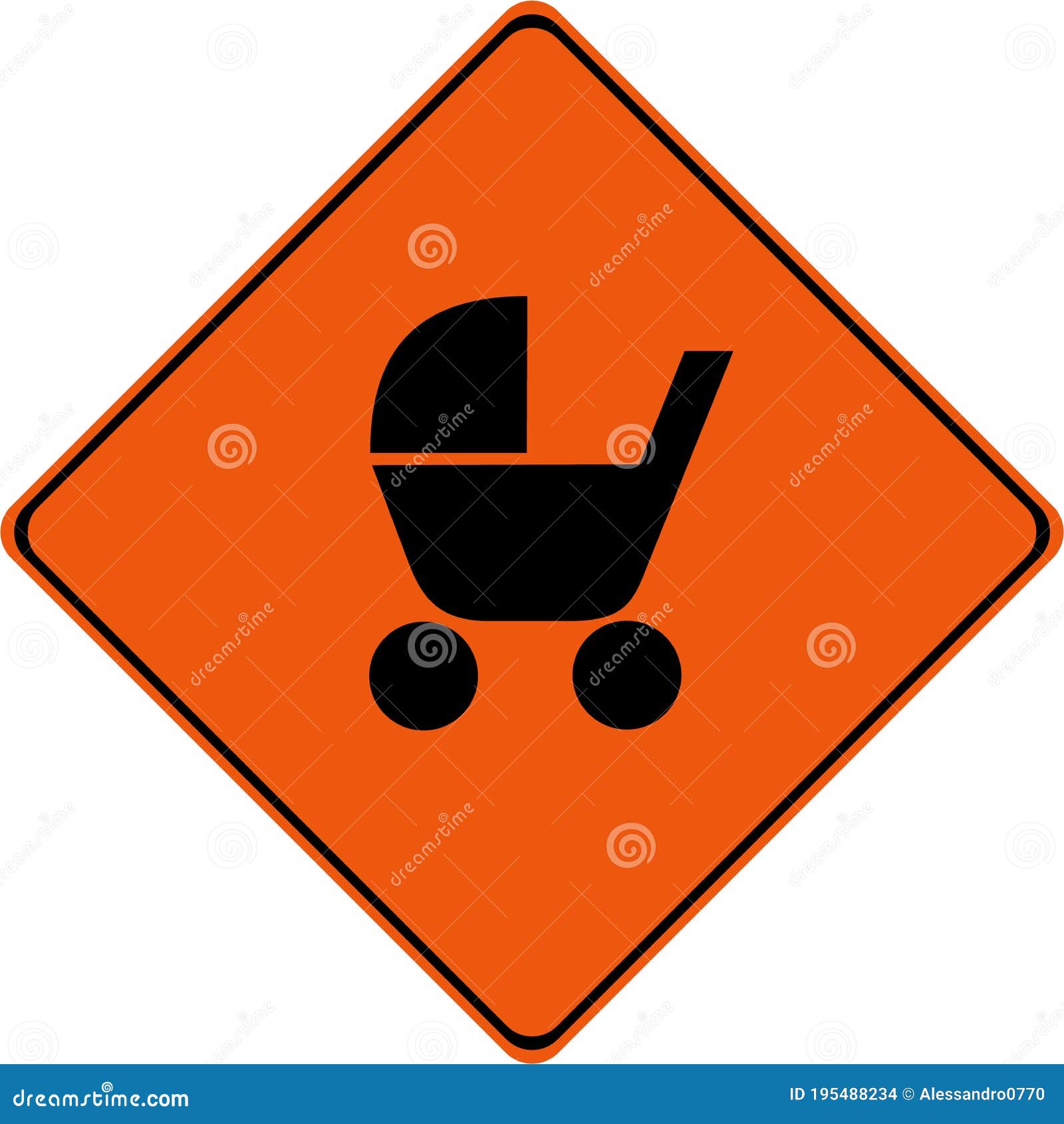 Warning sign with stroller stock illustration. Illustration of pram ...