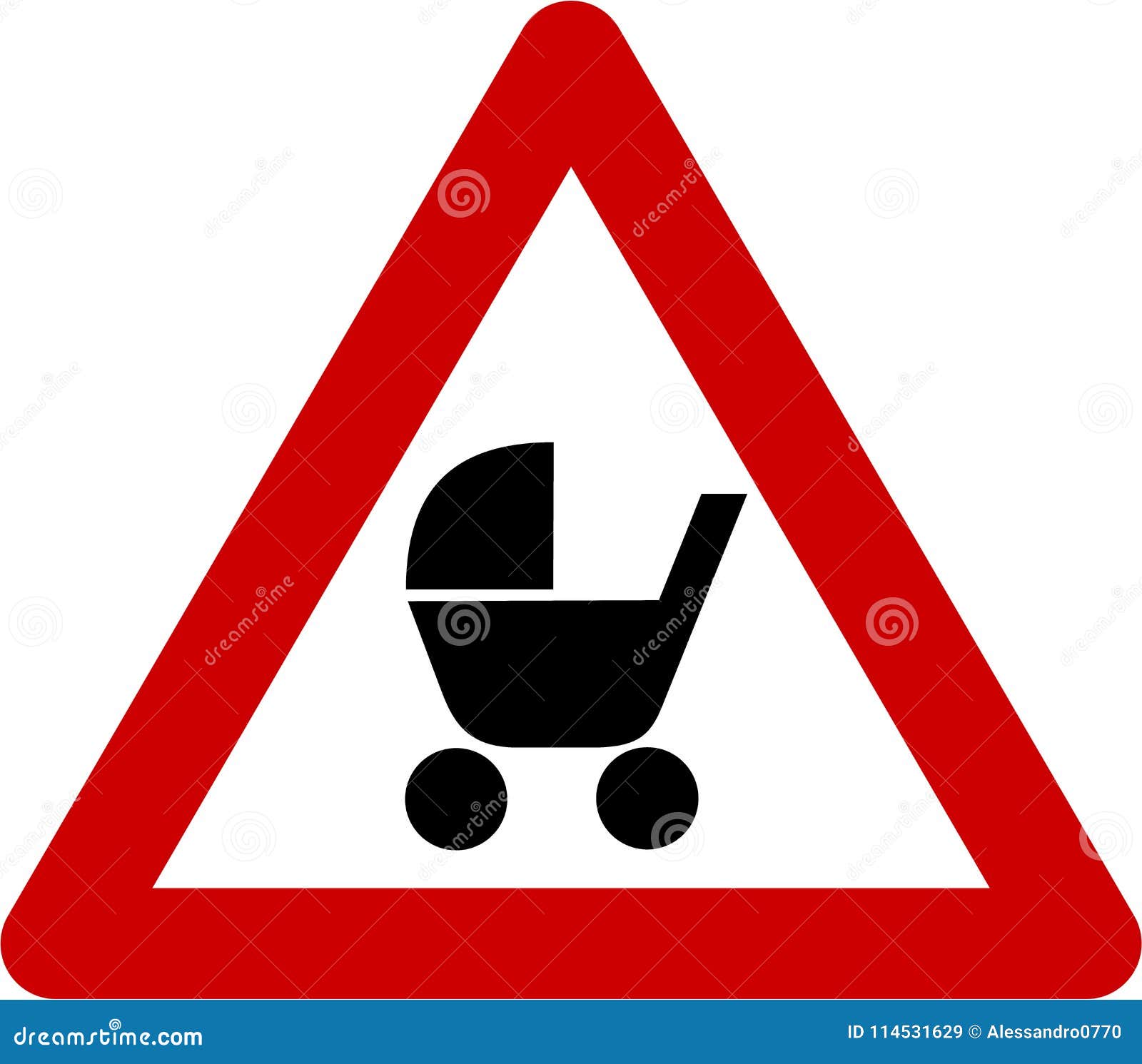 Warning sign with stroller stock illustration. Illustration of newborn ...