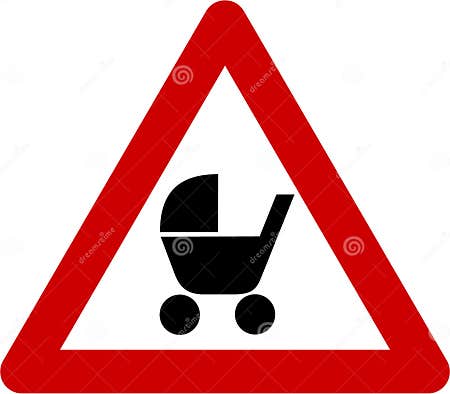 Warning sign with stroller stock illustration. Illustration of newborn ...