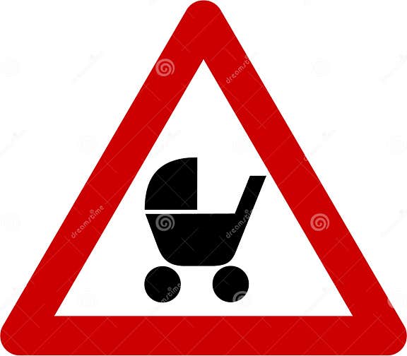 Warning sign with stroller stock illustration. Illustration of newborn ...