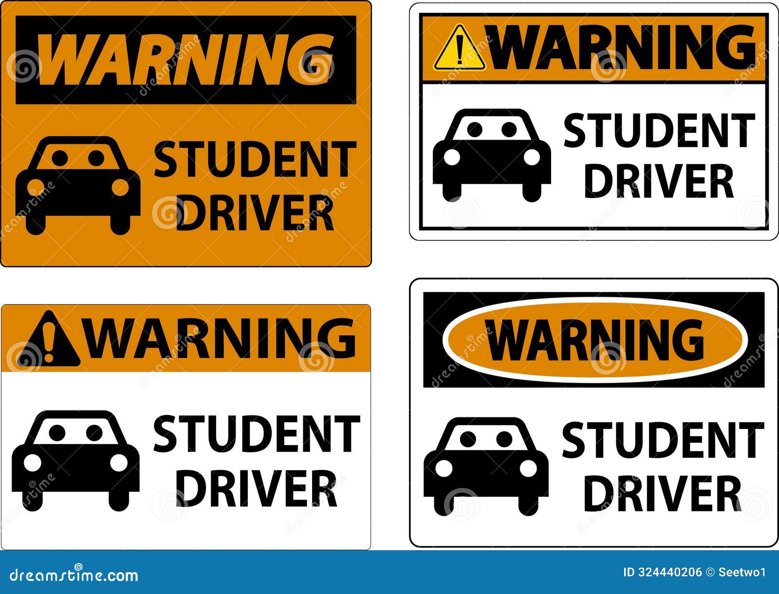 Warning Sign, Student Driver Sign Stock Vector - Illustration of school ...