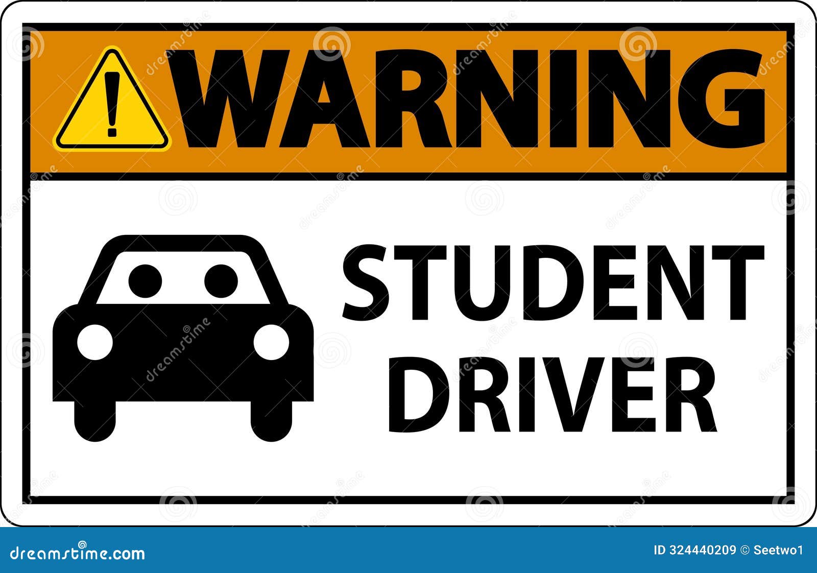 Warning Sign, Student Driver Sign Stock Vector - Illustration of lesson ...