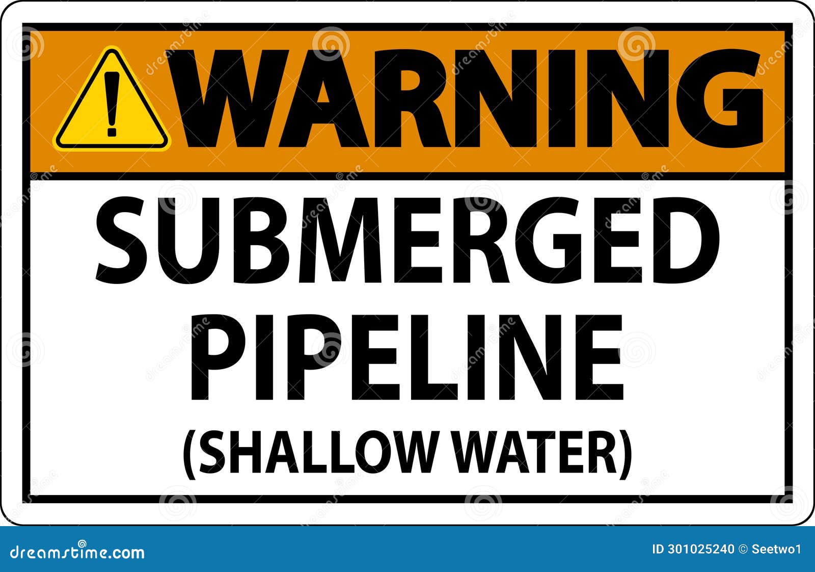 Warning Sign Submerged Pipeline (Shallow Water Stock Vector ...