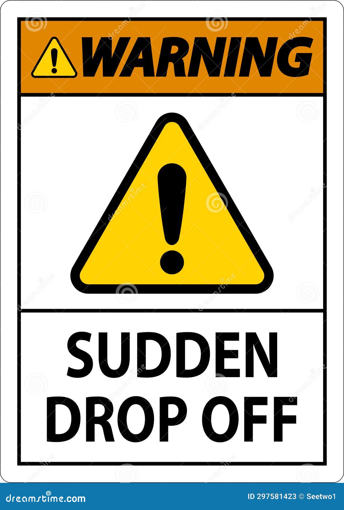 Warning Sign Sudden Drop Off Stock Vector - Illustration of deep ...