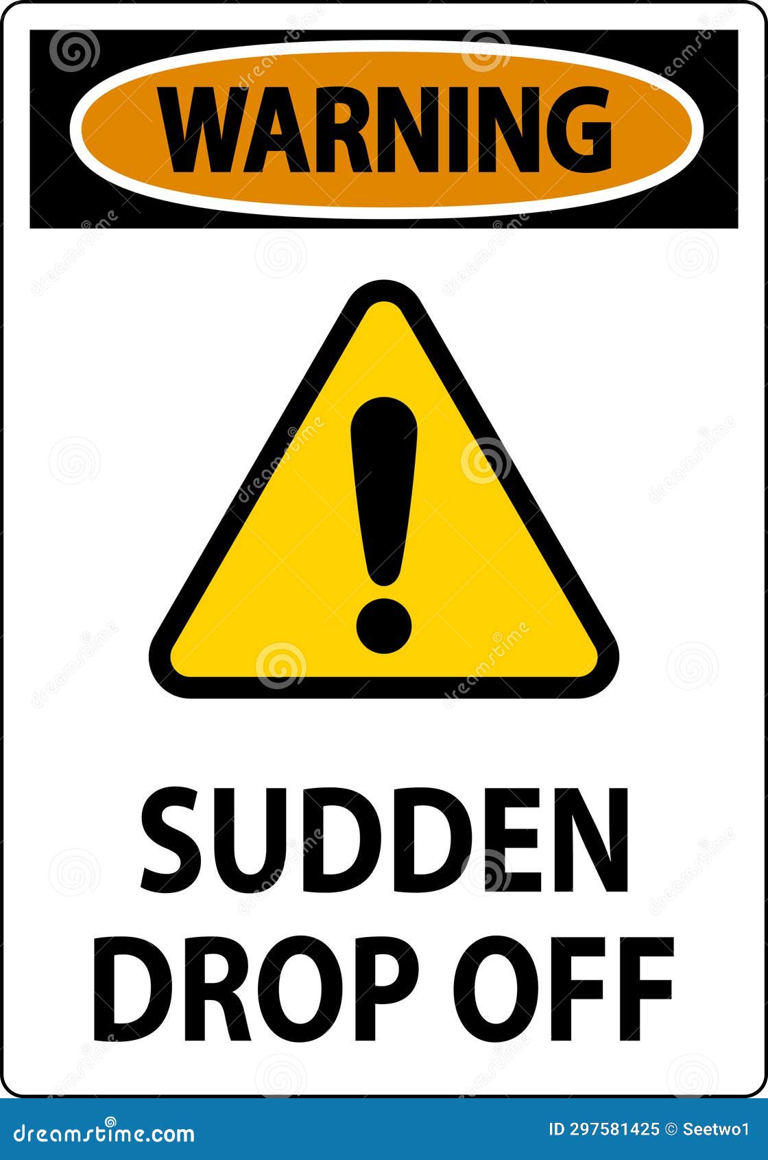 Warning Sudden Drop Hazard Sign Icon Of 3 Types Color, Black And White ...