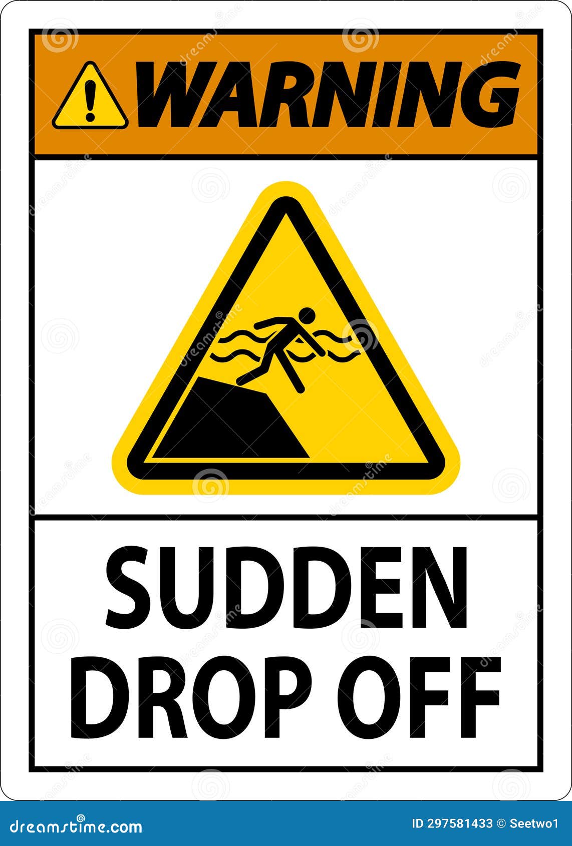 Warning Sign Sudden Drop Off Stock Vector - Illustration of rocks ...