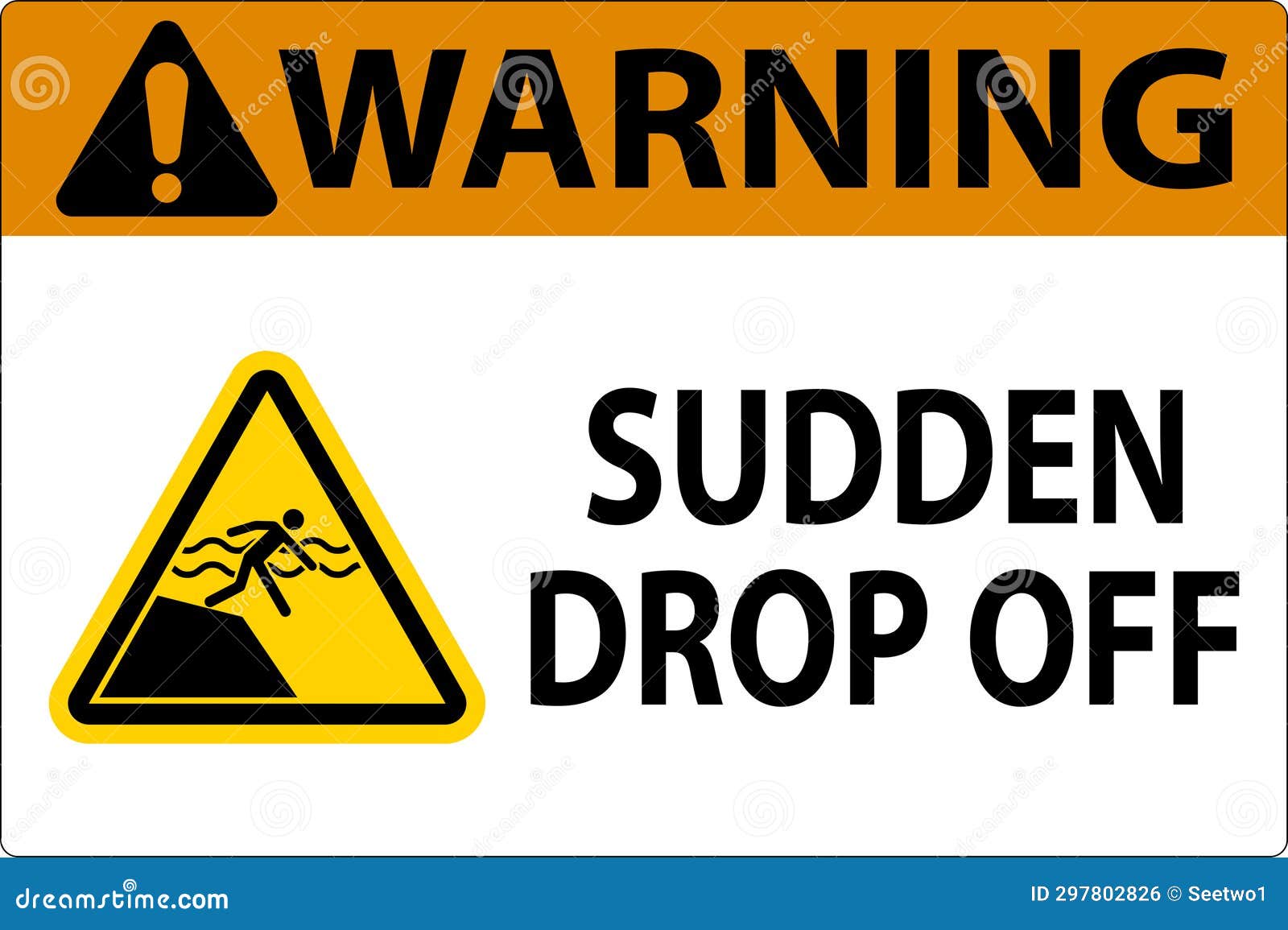 Warning Sign Sudden Drop Off Stock Vector - Illustration of label, high ...