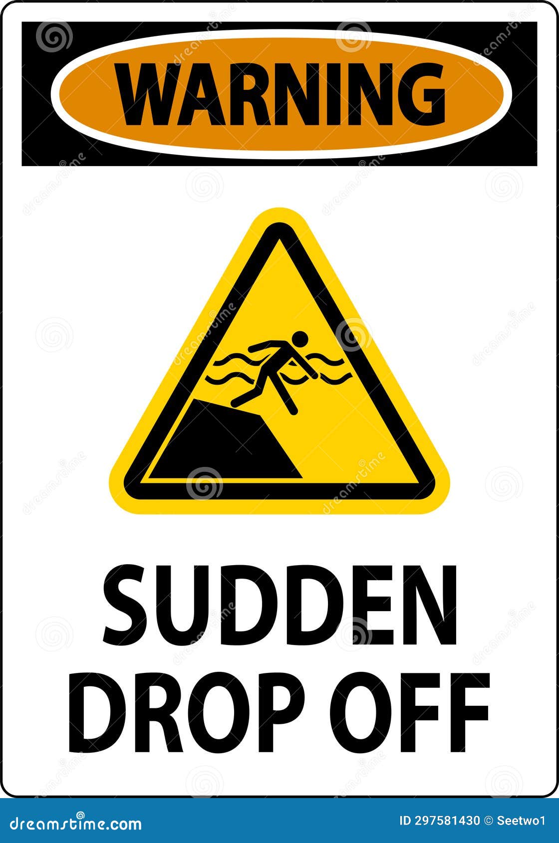 Warning Sign Sudden Drop Off Stock Vector - Illustration of slide ...