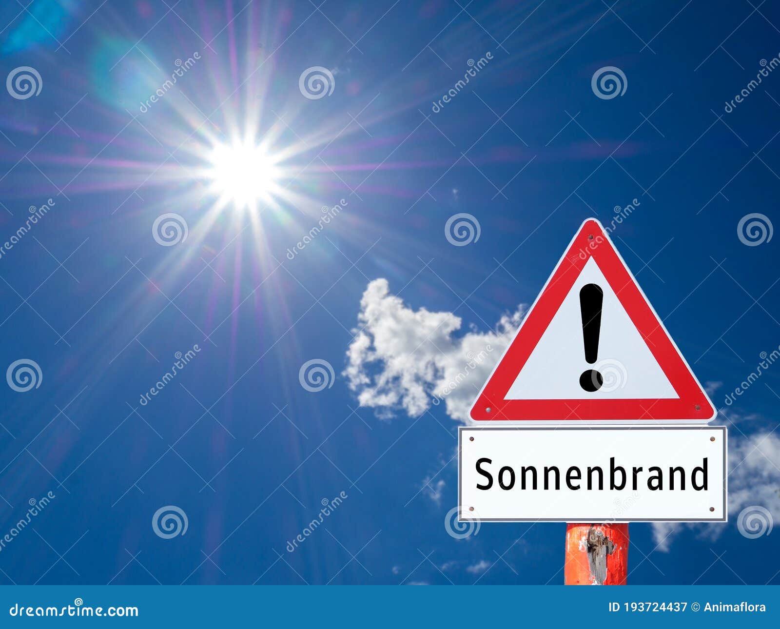 Warning Sign Sunburn in German Stock Image - Image of burn, child ...