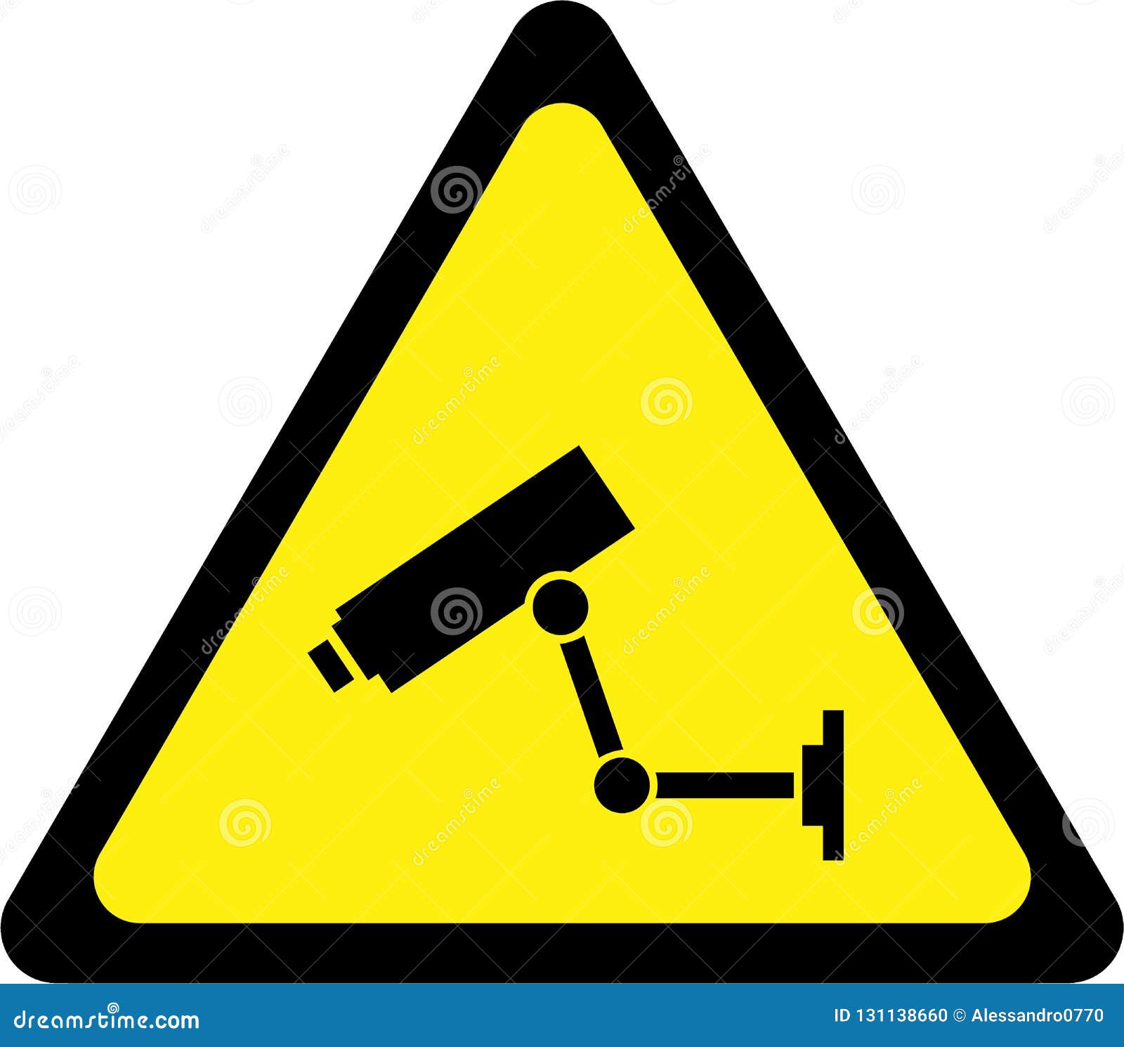 Warning Sign with Surveillance Camera Stock Illustration - Illustration ...