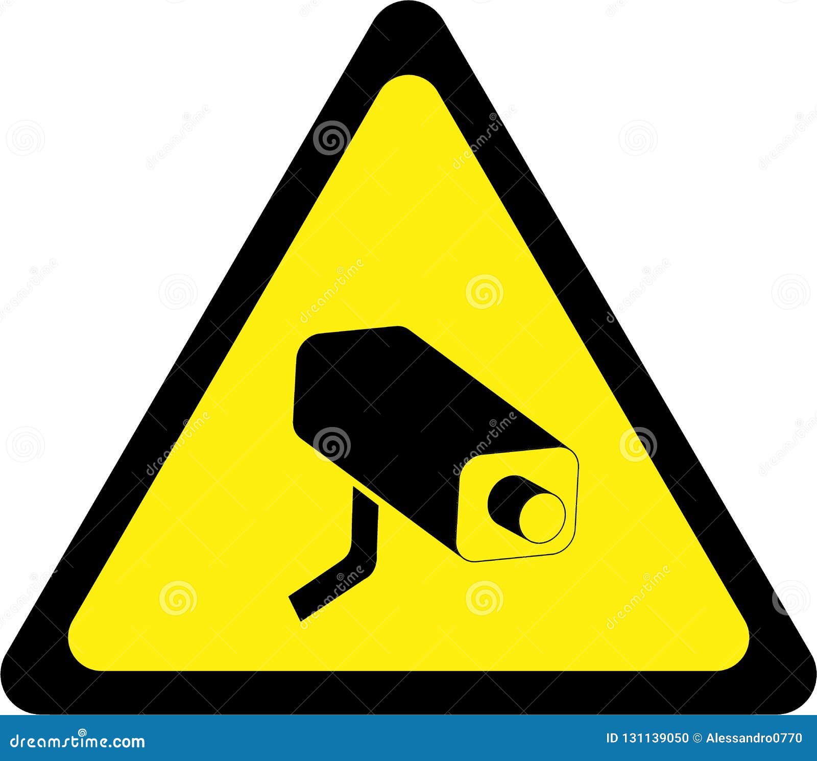 Warning Sign with Surveillance Camera Stock Illustration - Illustration ...