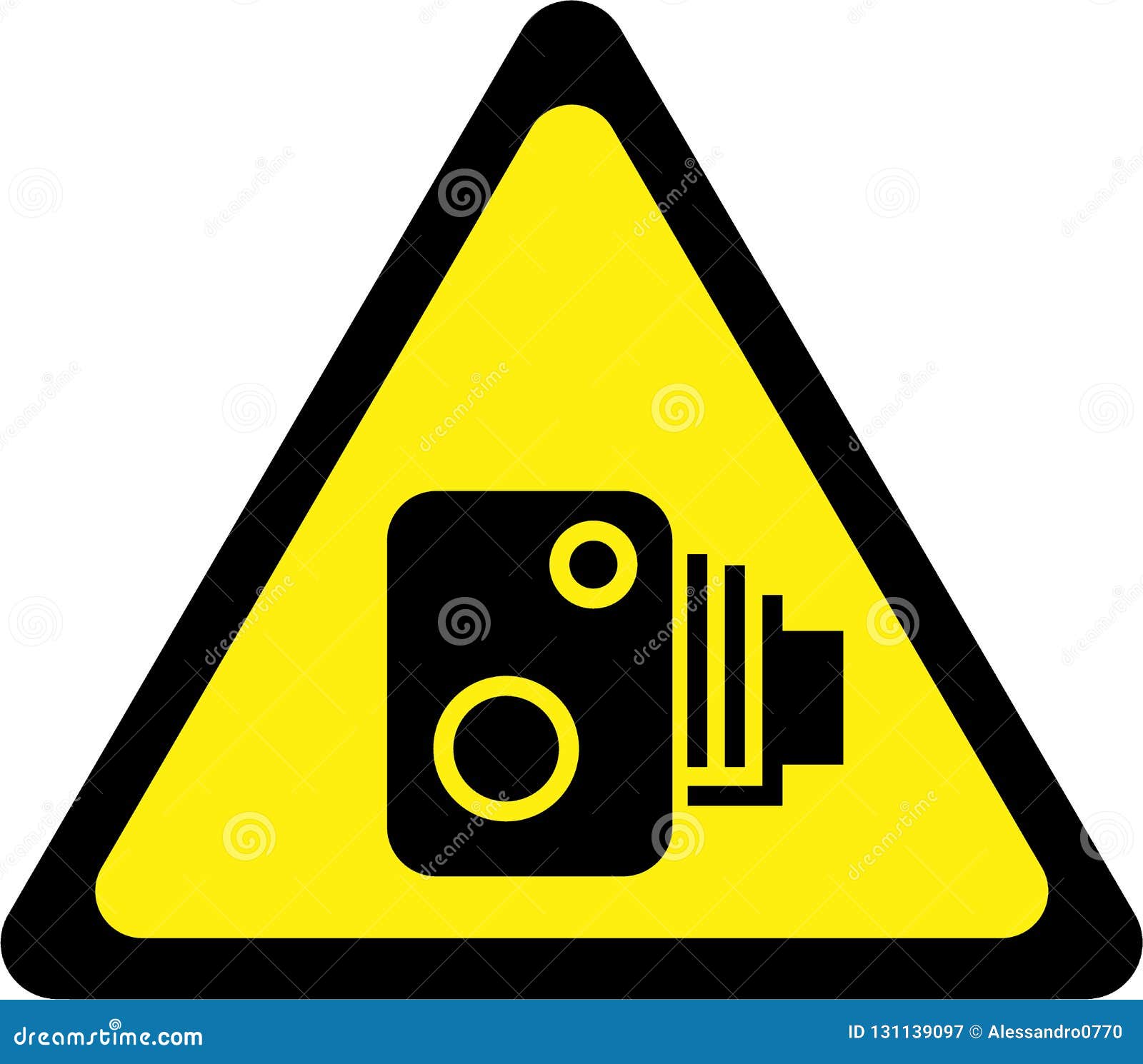 Warning Sign with Surveillance Camera Stock Illustration - Illustration ...