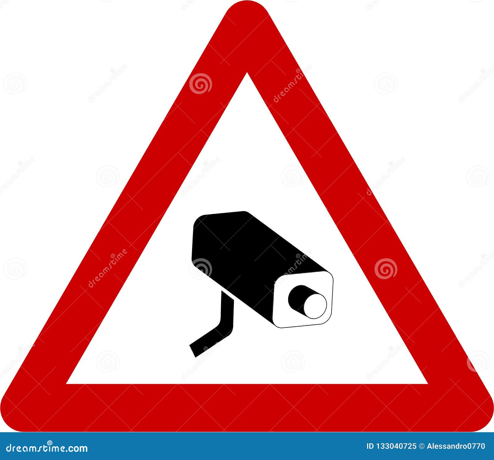 Warning Sign with Surveillance Camera Stock Illustration - Illustration ...