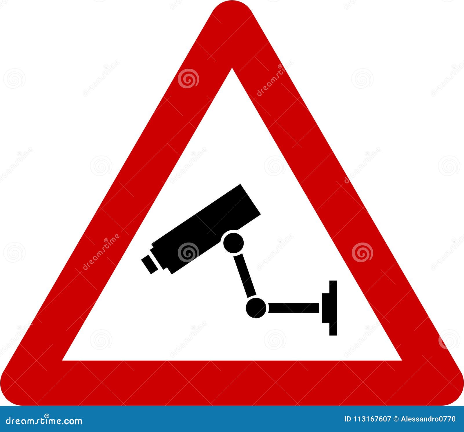 Warning Sign with Surveillance Camera Stock Illustration - Illustration ...