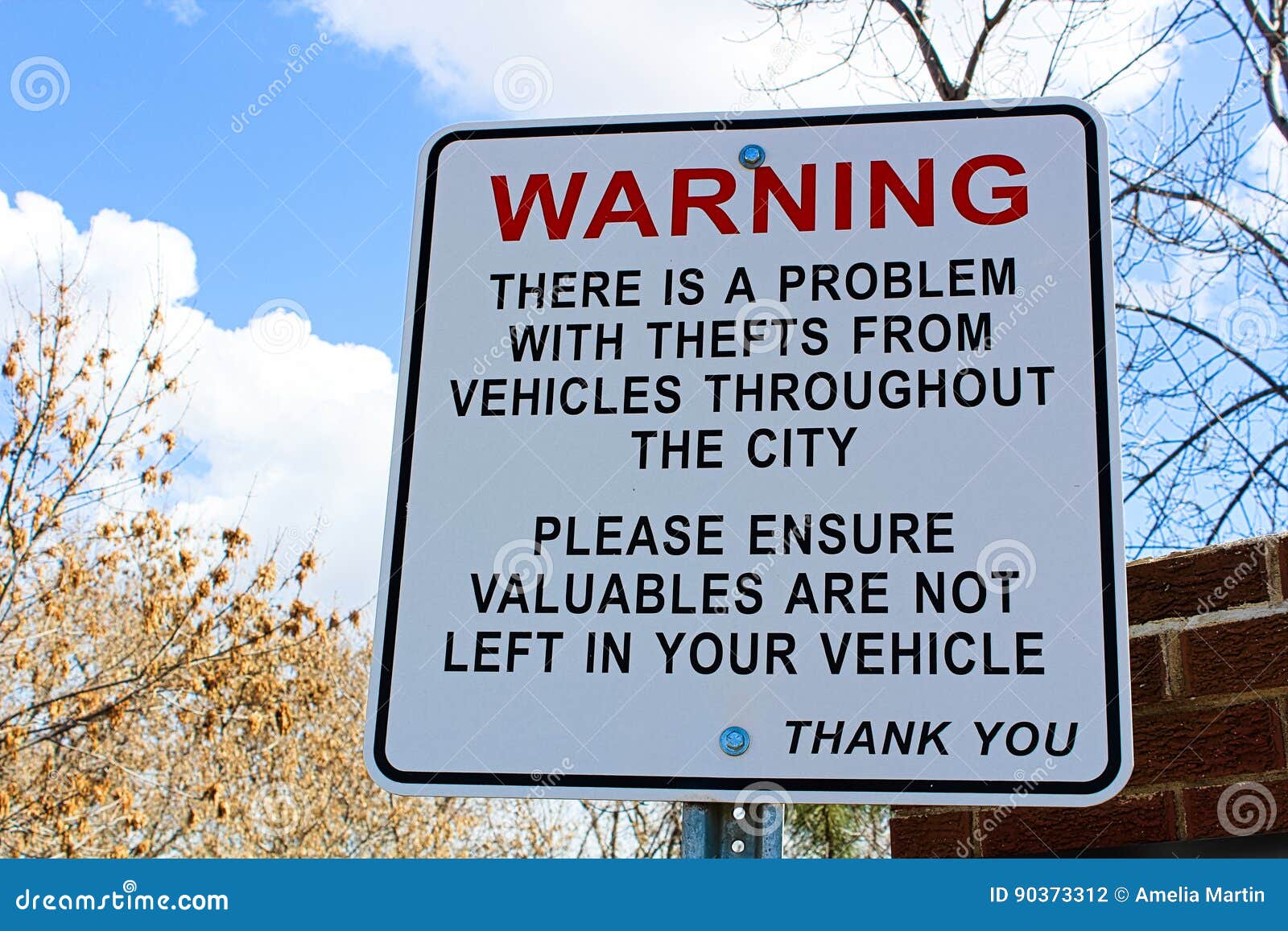 Warning Sign about Theft in the Area Stock Photo - Image of management ...