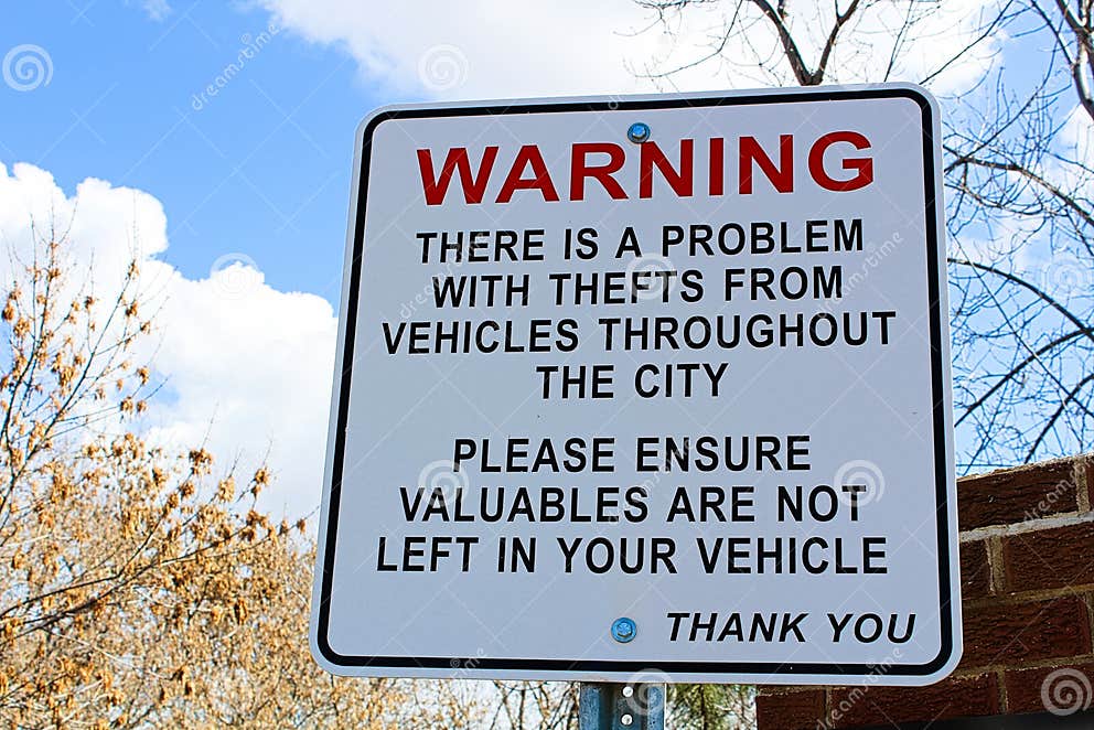 Warning Sign about Theft in the Area Stock Photo - Image of management ...