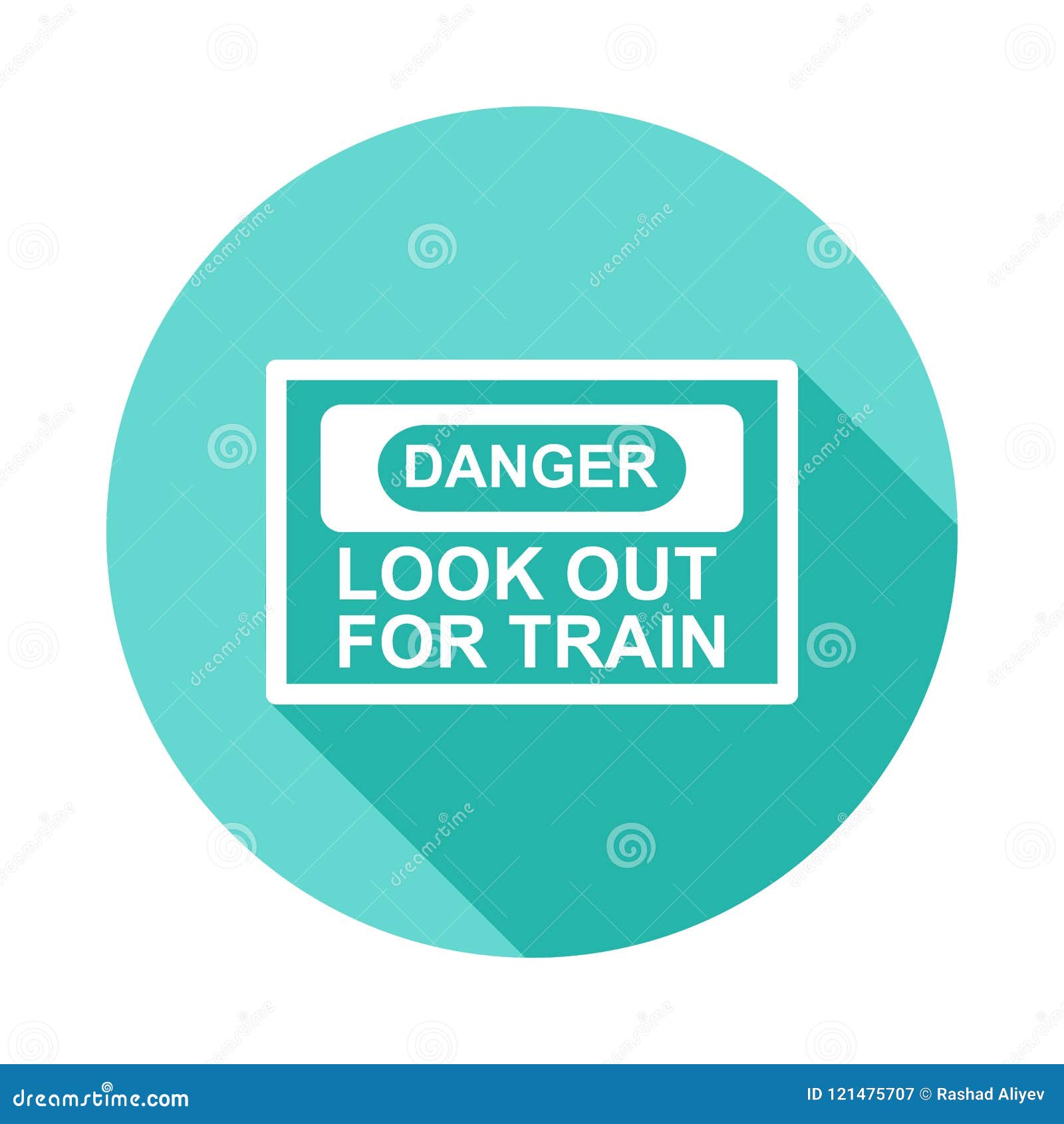Warning Sign Train Icon in Flat Long Shadow Style Stock Illustration ...