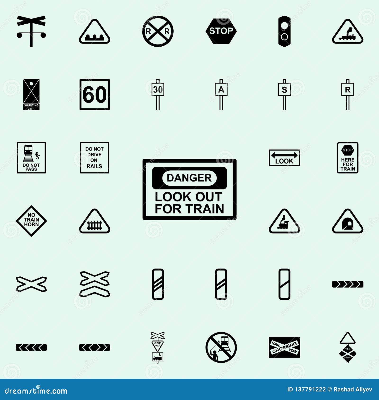 Warning Sign Train Icon. Railway Warnings Icons Universal Set For Web ...