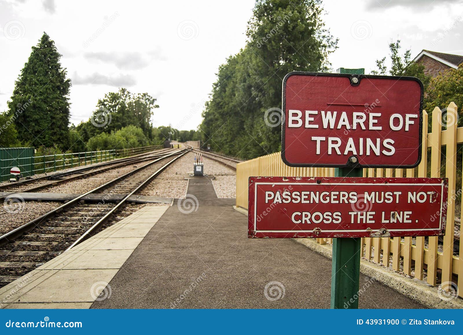 Warning Sign on Train Station Stock Photo - Image of train, precaution ...