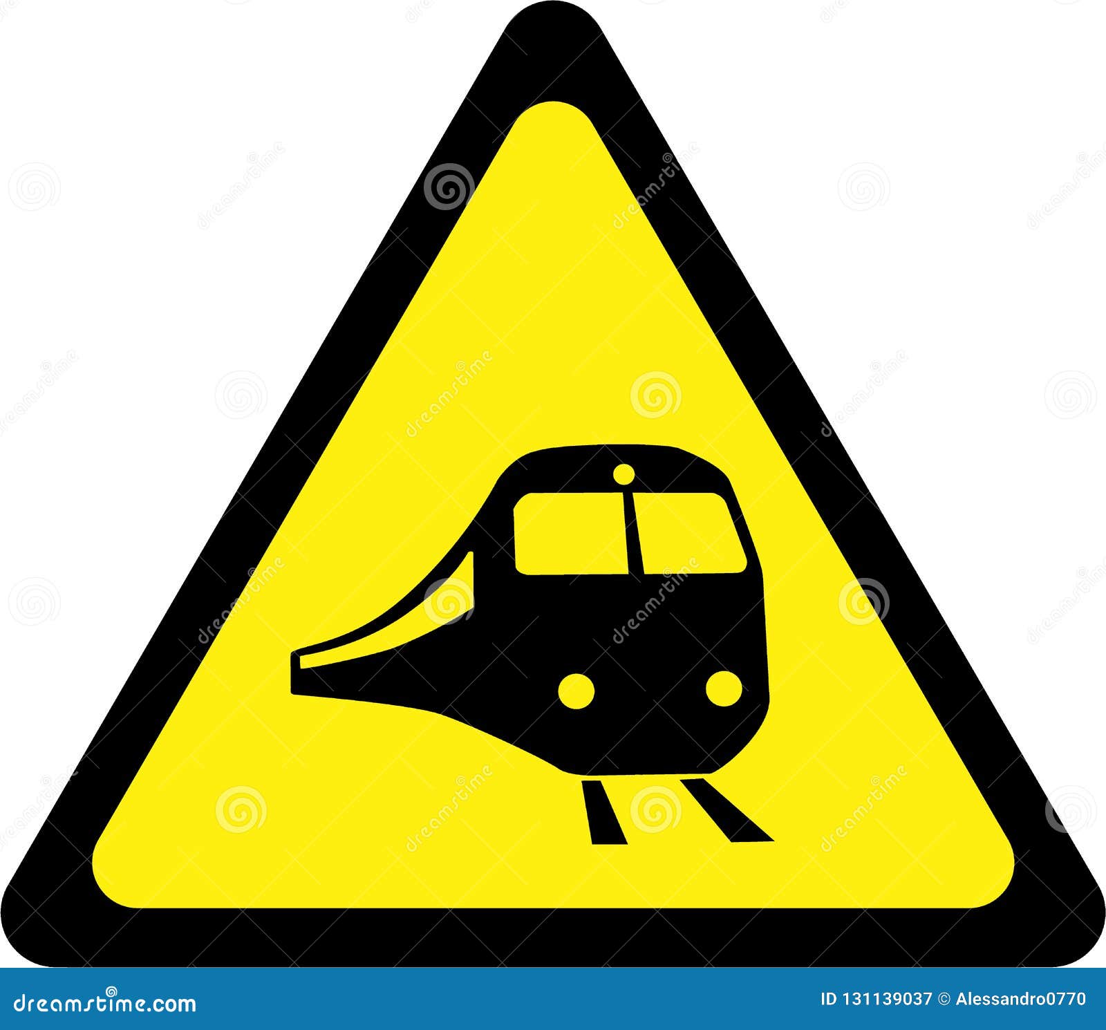 Warning sign with train stock illustration. Illustration of yellow ...