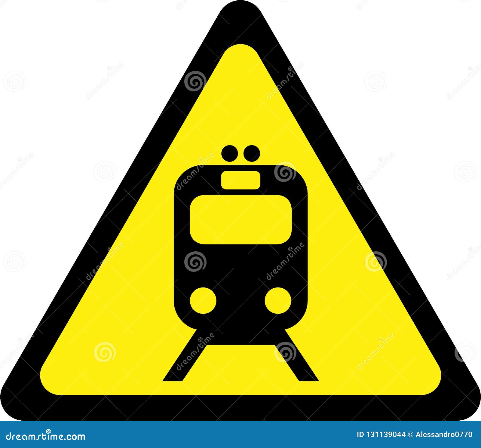 Warning sign with train stock illustration. Illustration of safety ...