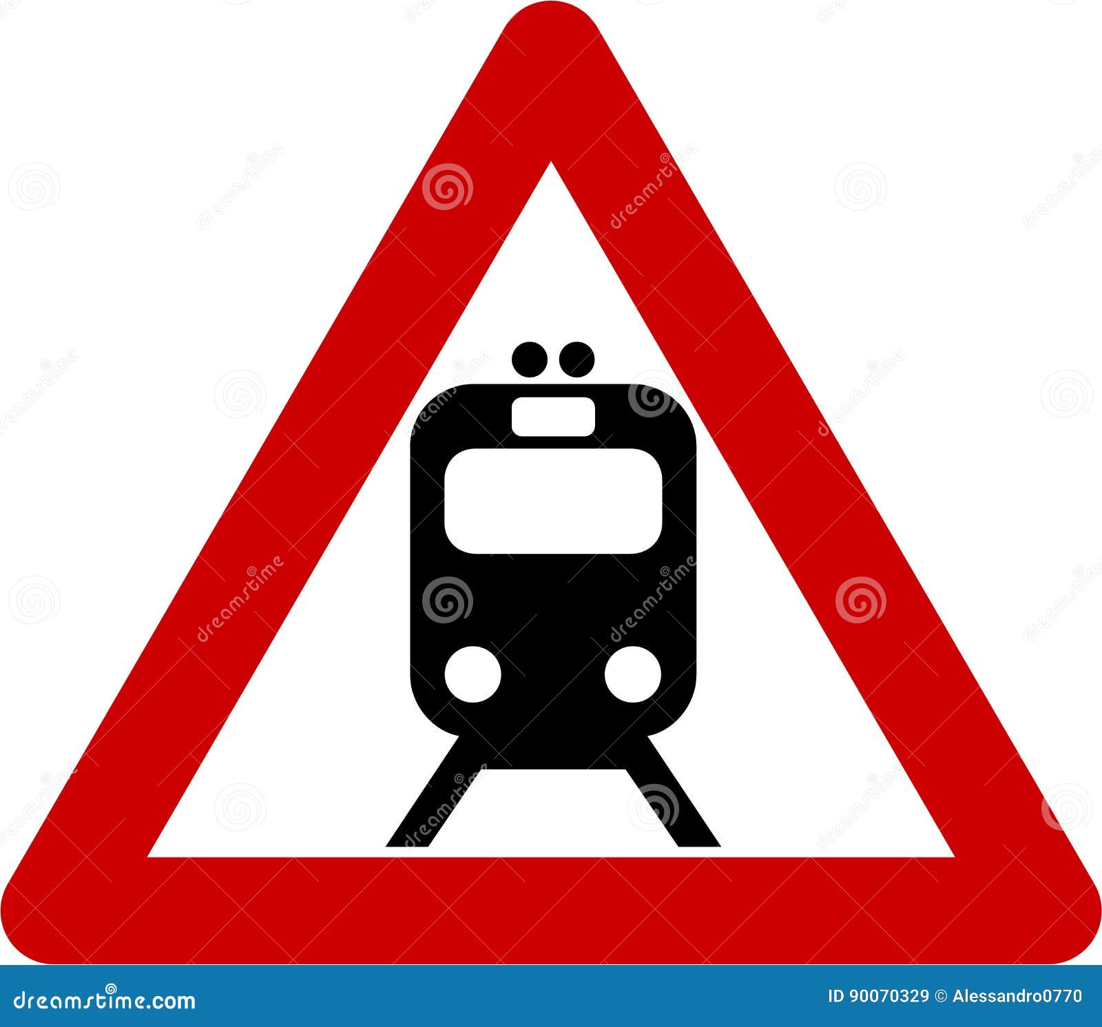 Warning sign with train stock illustration. Illustration of icon - 90070329