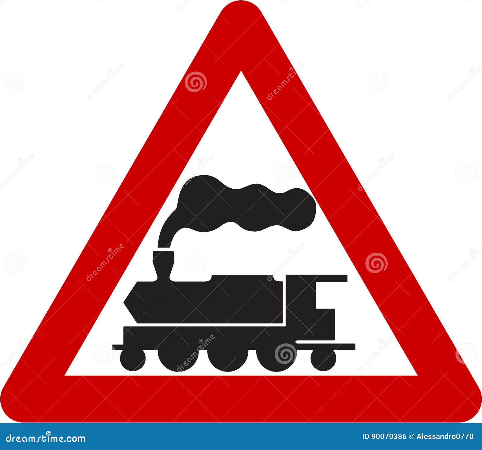 Warning sign with train stock illustration. Illustration of rail - 90070386