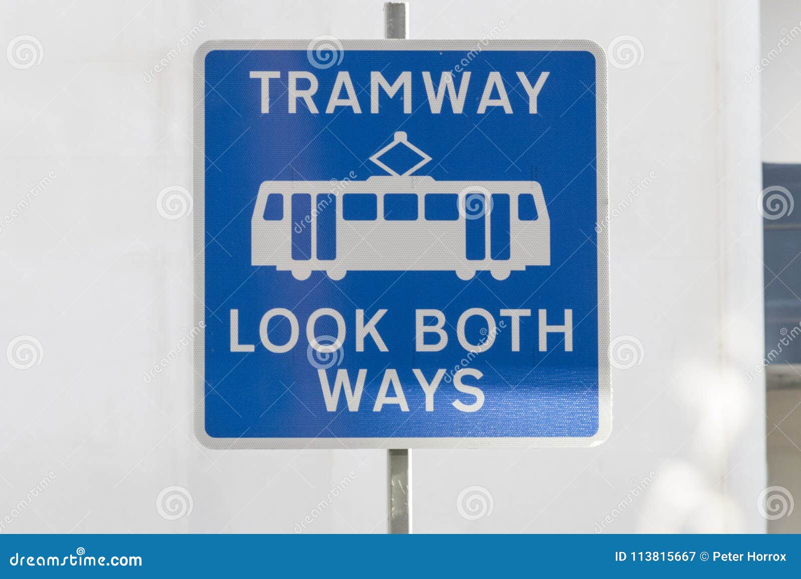 Warning sign for trams stock image. Image of background - 113815667