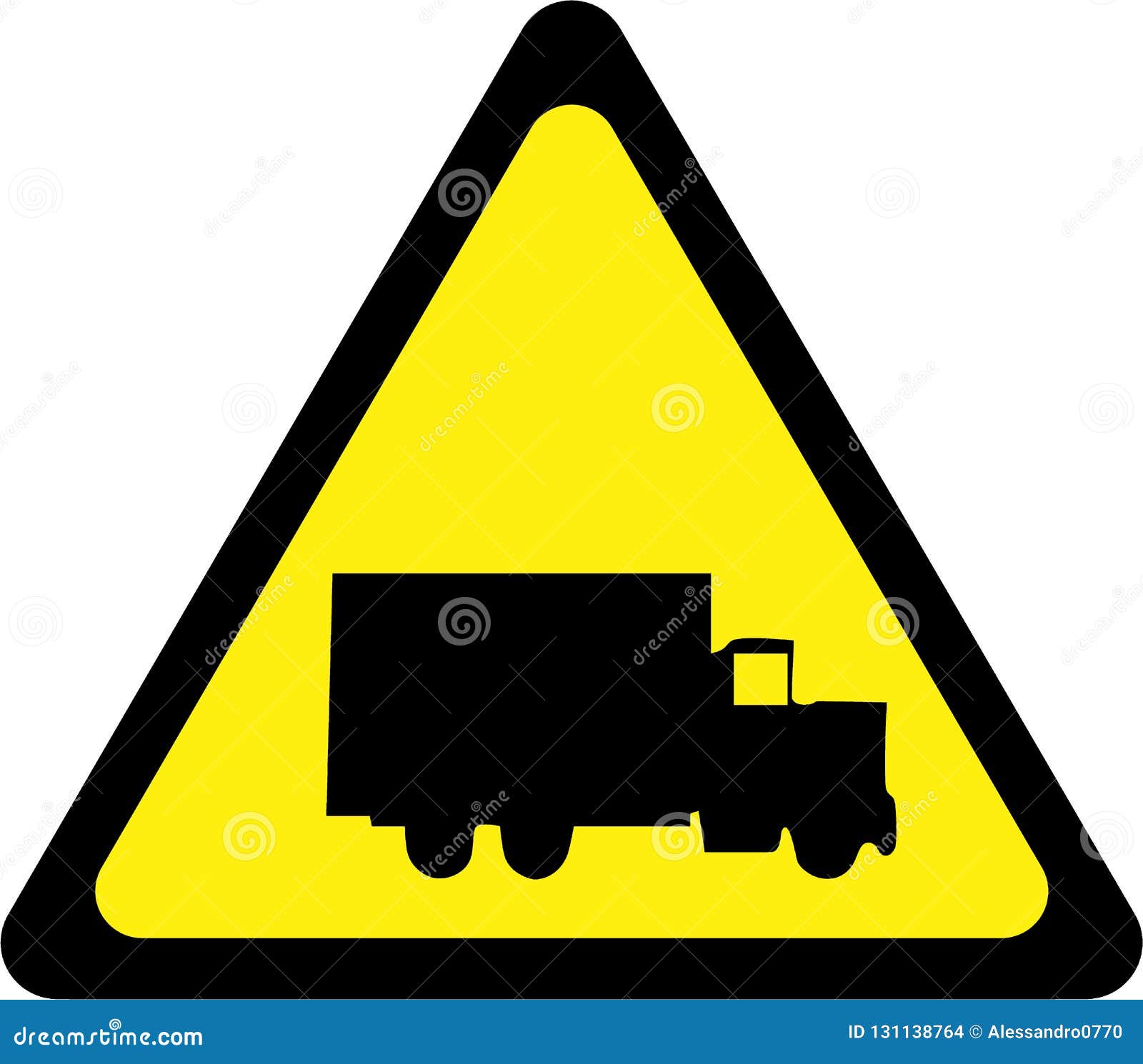Warning sign with truck stock illustration. Illustration of hazard ...