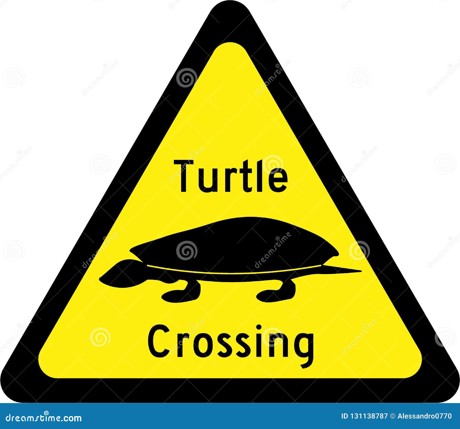 Warning Sign with Turtles on Road Stock Illustration - Illustration of ...