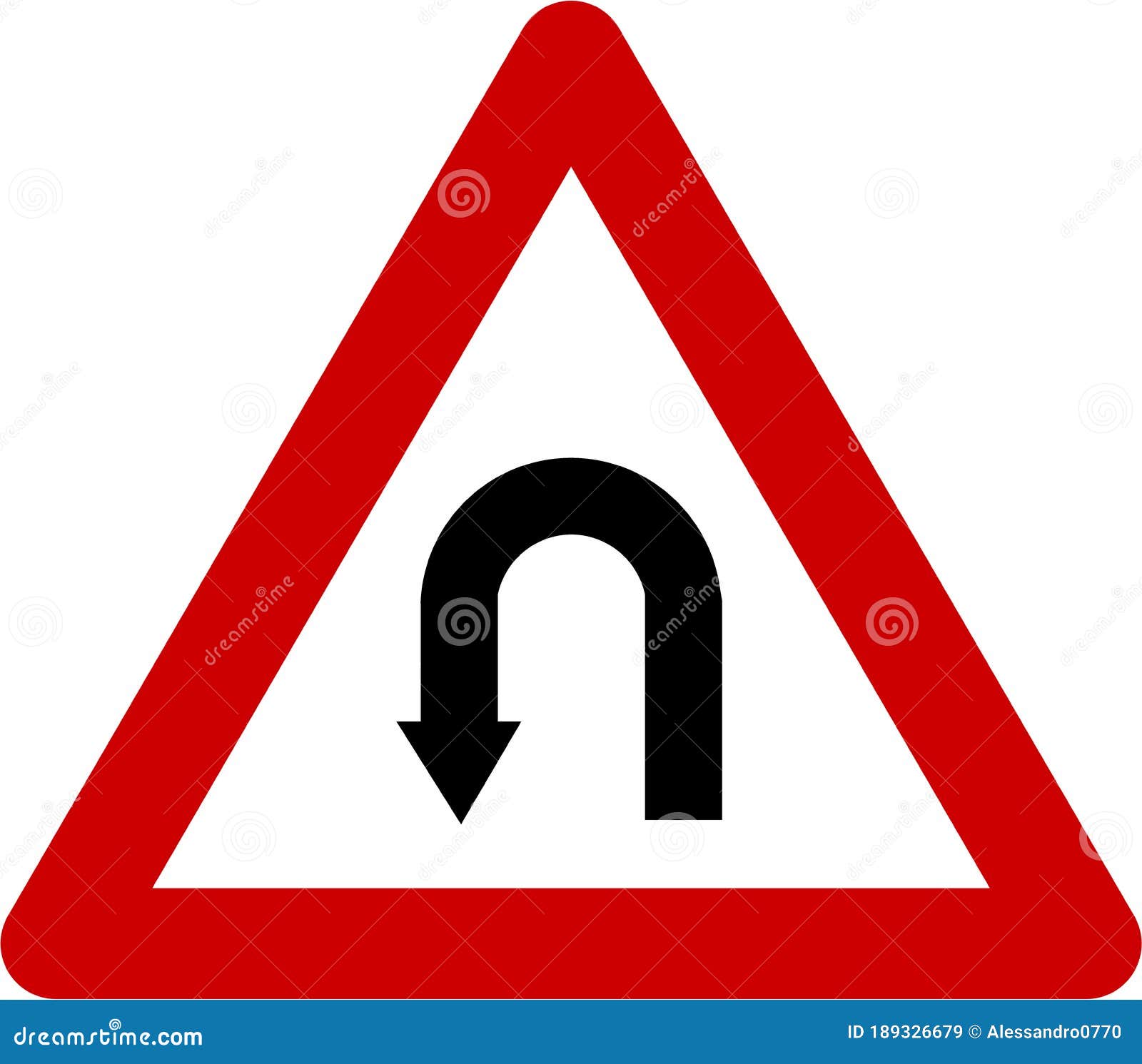 Warning sign with U-turn stock illustration. Illustration of warning ...