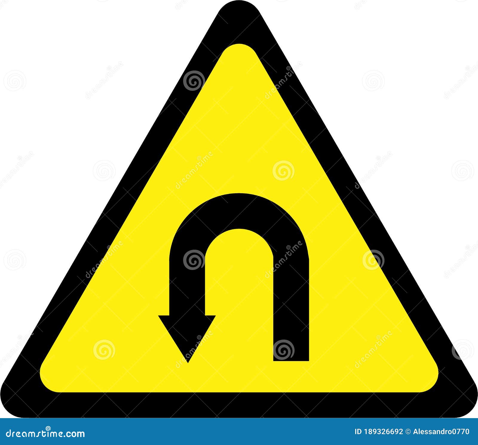 Warning sign with U-turn stock illustration. Illustration of symbol ...