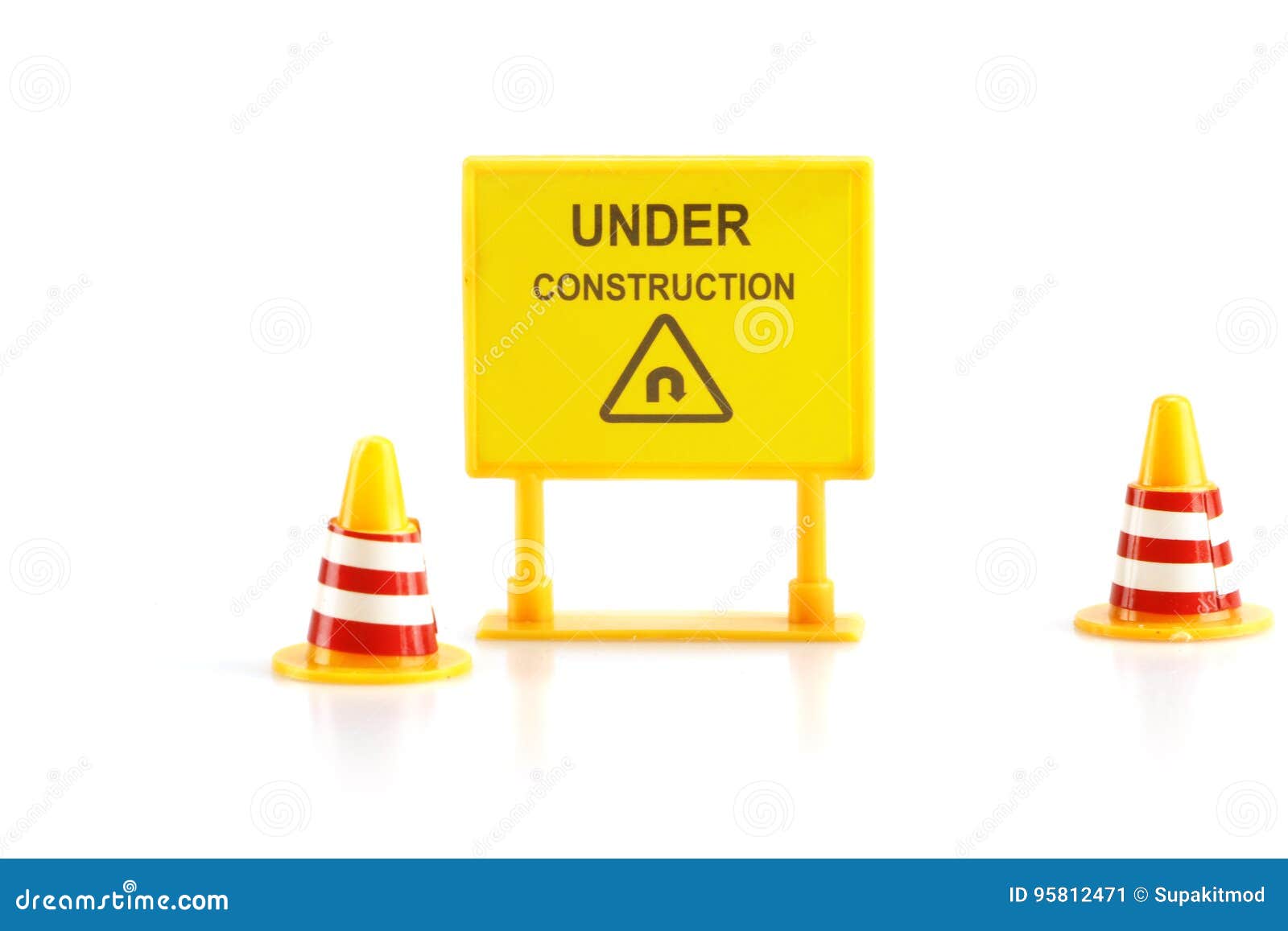 Warning Sign Under Construction Stock Image - Image of yellow, warning ...