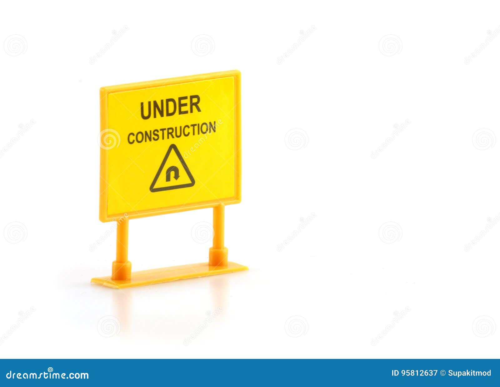 Warning Sign Under Construction Stock Image - Image of stop, cone: 95812637