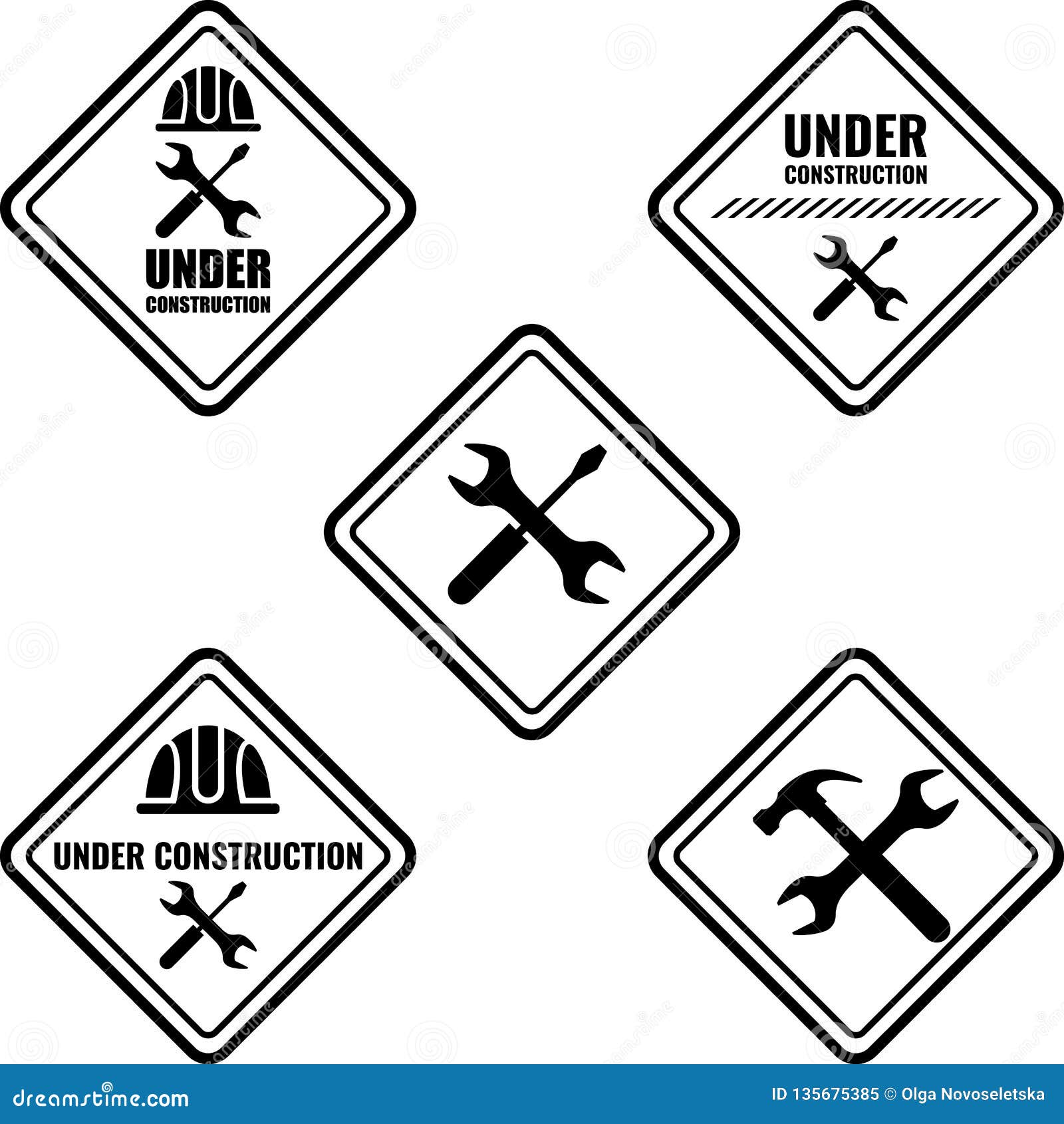 Warning Sign Under Construction. Vector Logo Concept. Stock Vector ...