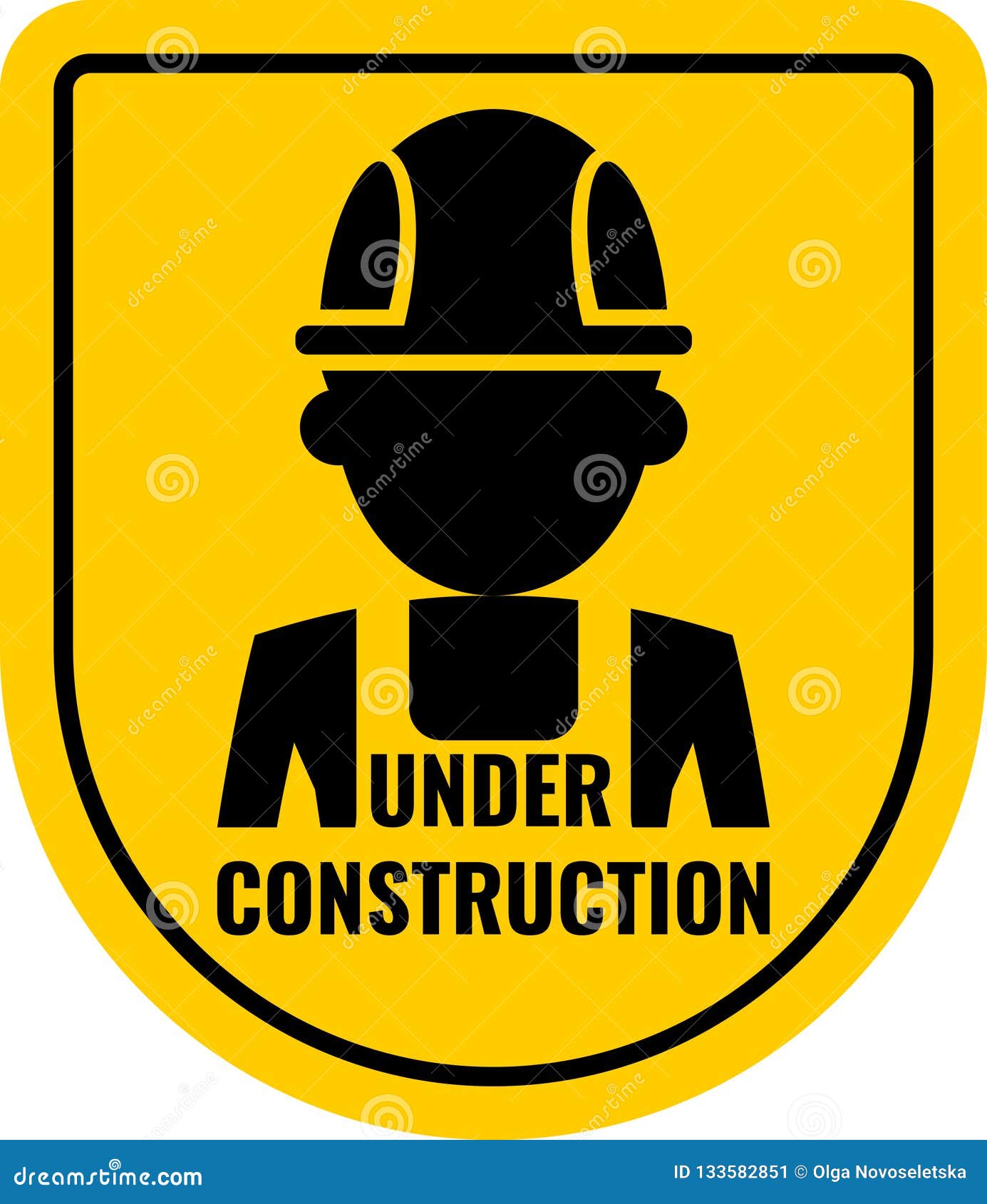 Warning Sign Under Construction. Vector Logo Concept. Stock Vector ...