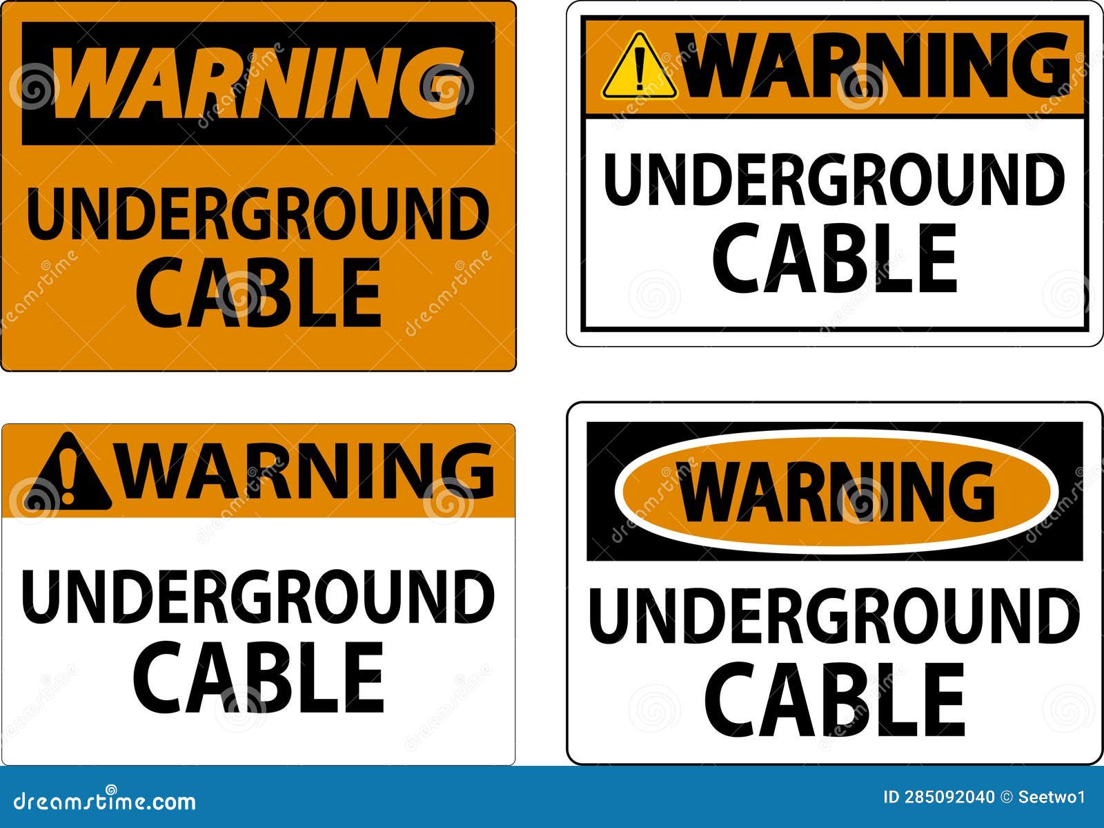 Warning Sign, Underground Cable Stock Illustration - Illustration of ...