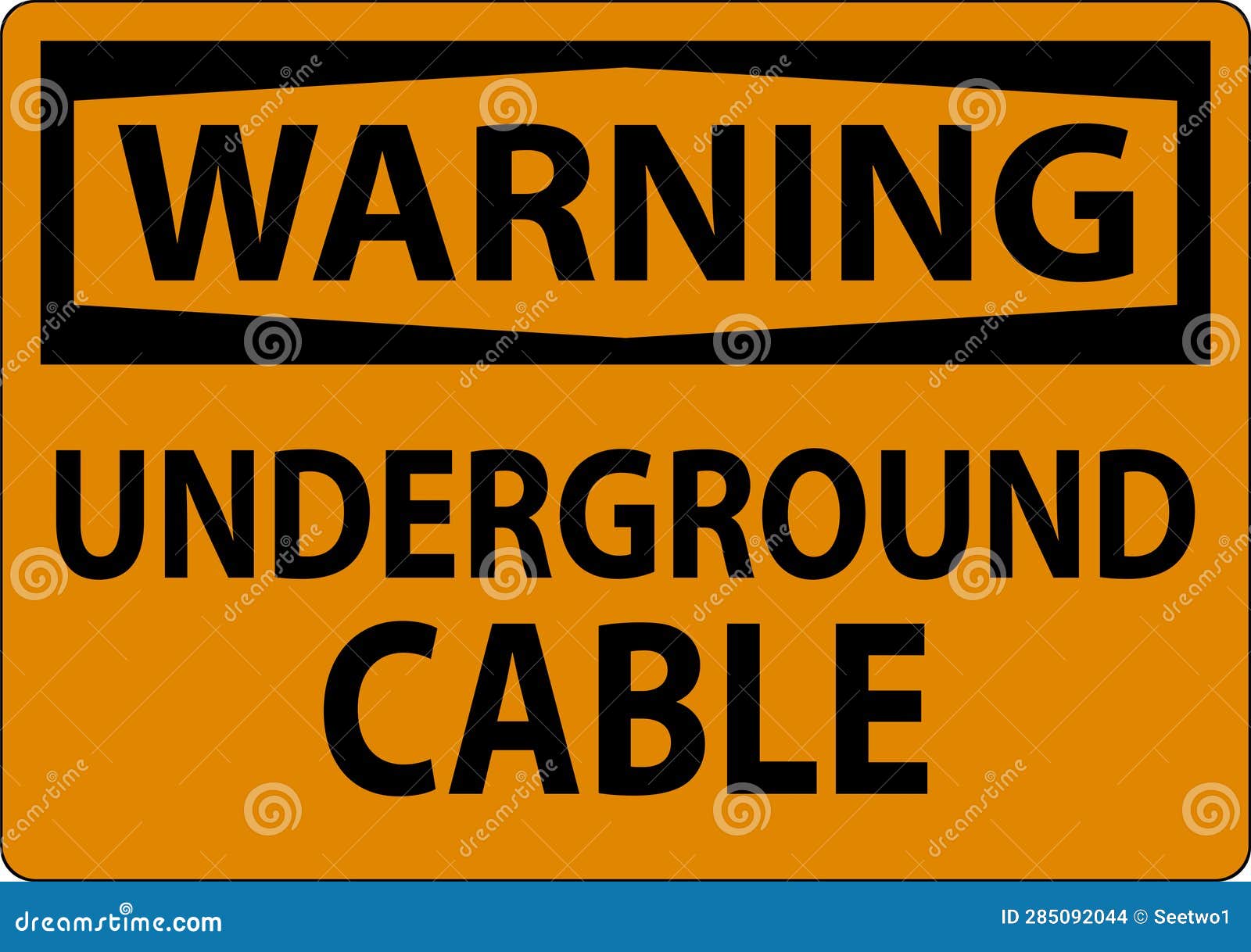 Warning Sign, Underground Cable Stock Illustration - Illustration of ...