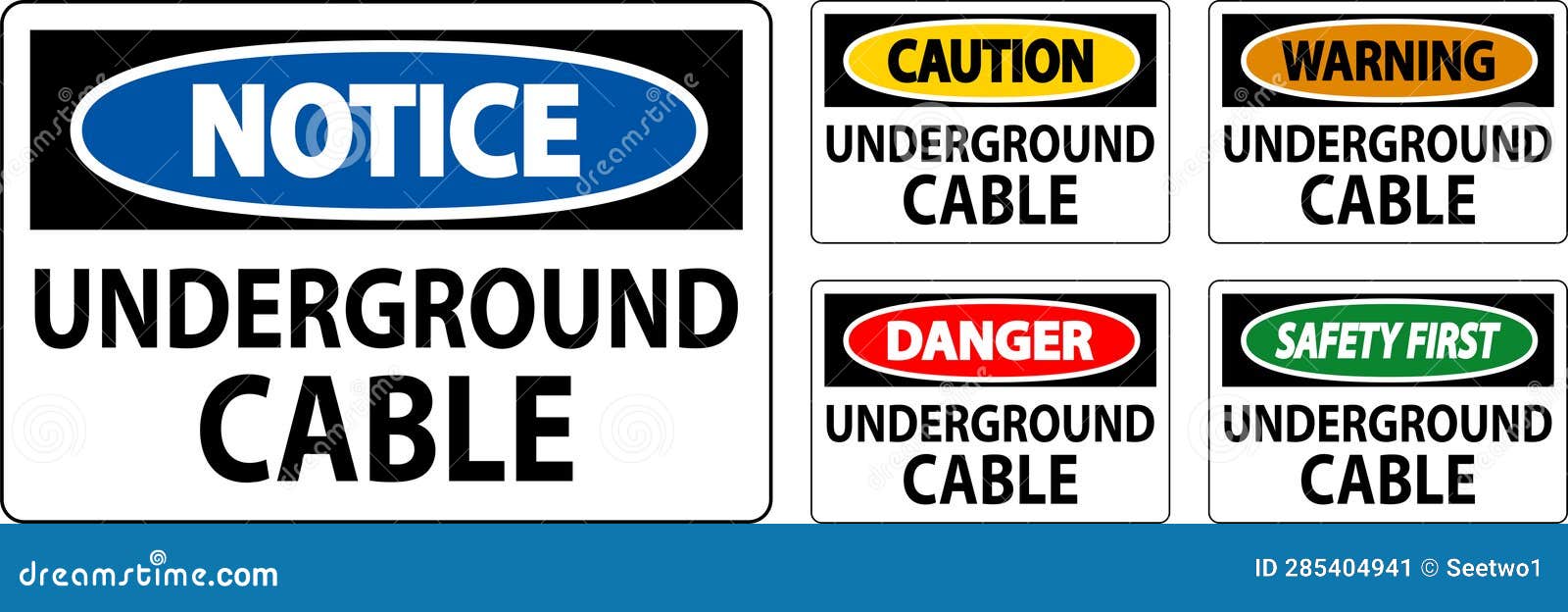 Warning Sign, Underground Cable Stock Vector - Illustration of risk ...