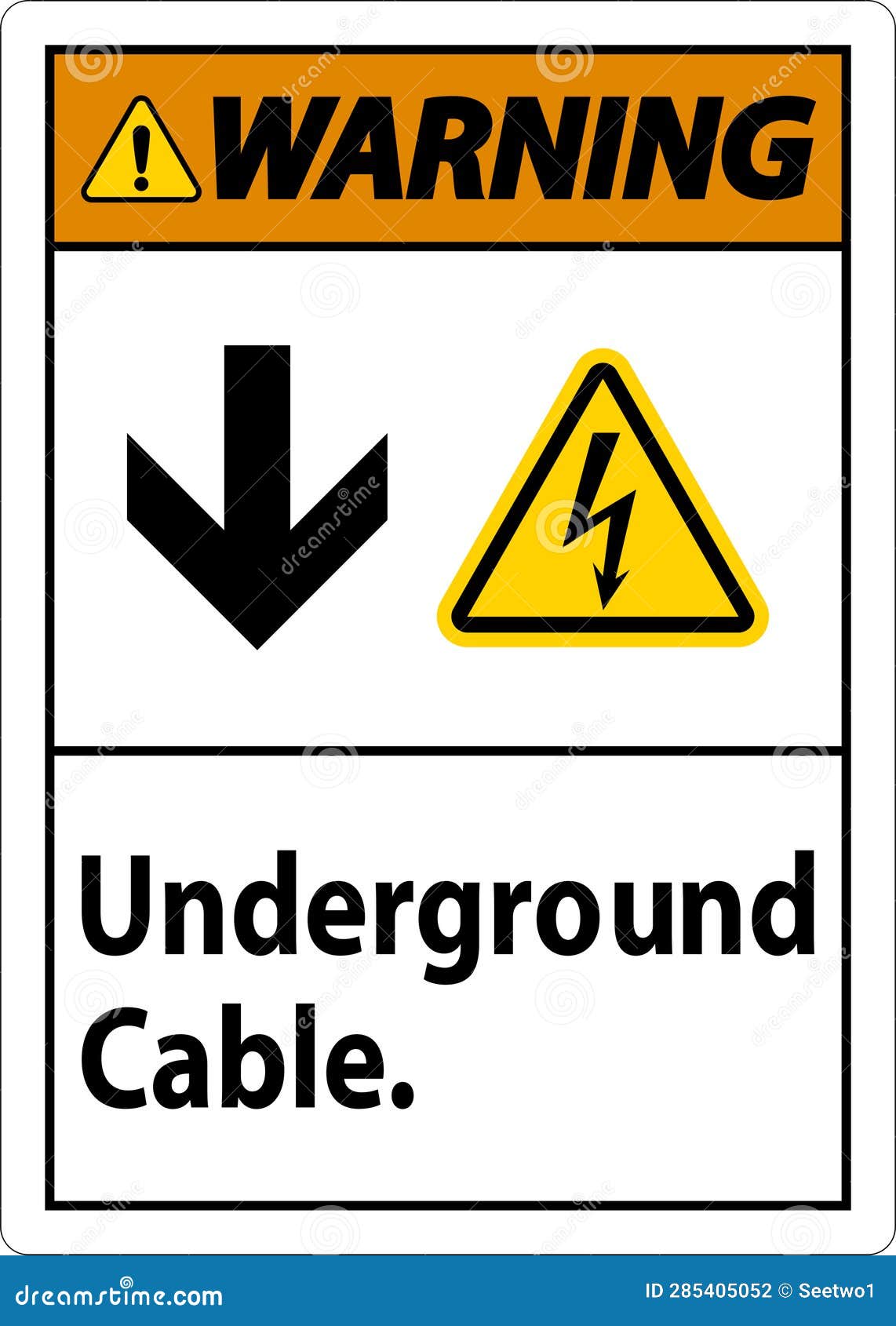 Warning Sign, Underground Cable Sign Stock Vector - Illustration of ...